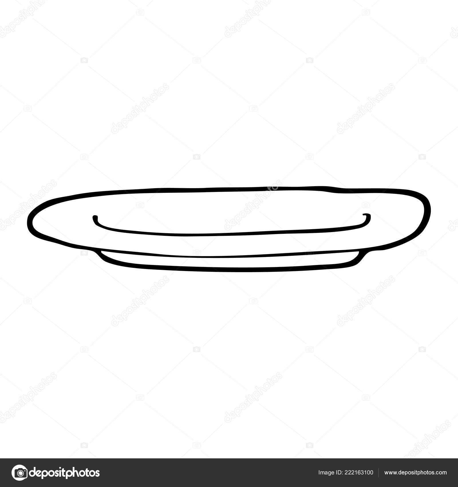 Black White Cartoon Empty Plate Stock Vector by ©lineartestpilot 222163100