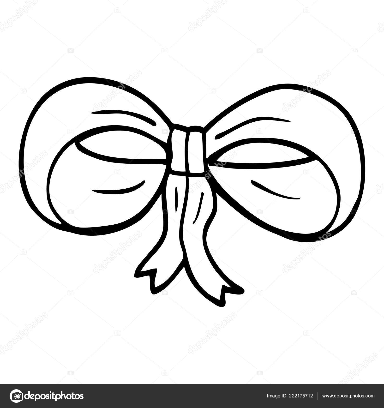 Línea Dibujo Dibujos Animados Lazo Atado Vector de stock por ...