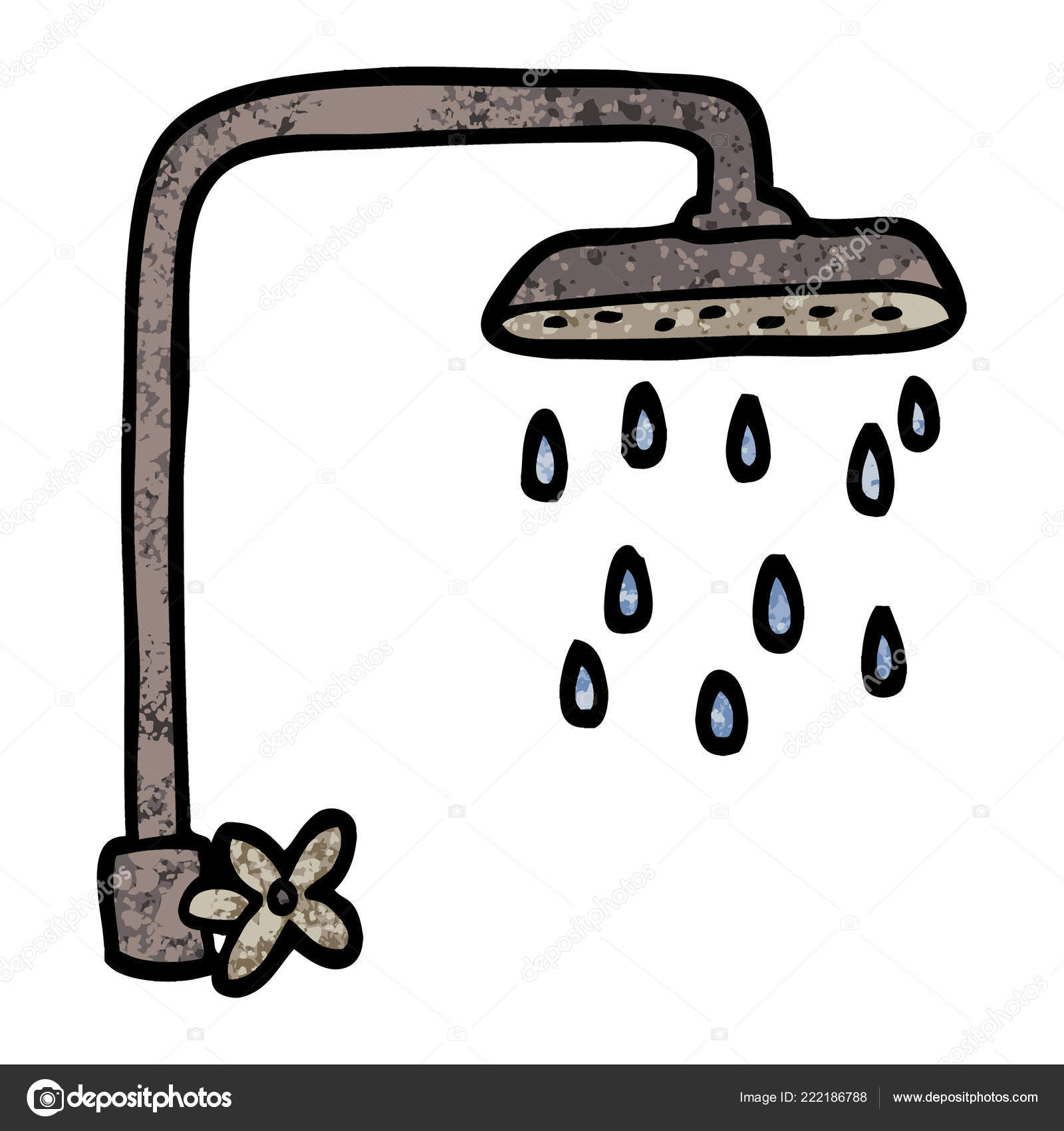 Grunge Textured Illustration Cartoon Shower Head Stock Vector by ...