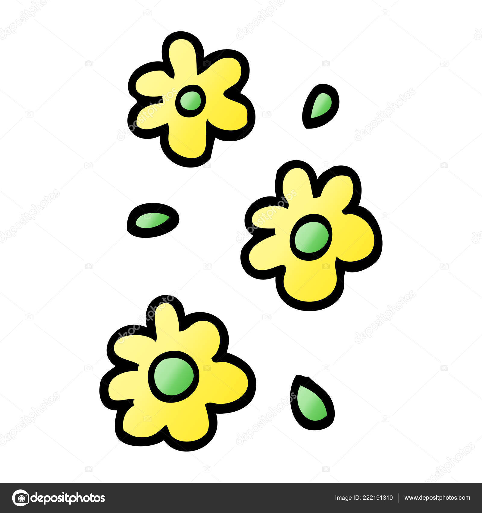 Vector Gradient Illustration Cartoon Flower Heads Stock Vector by ...