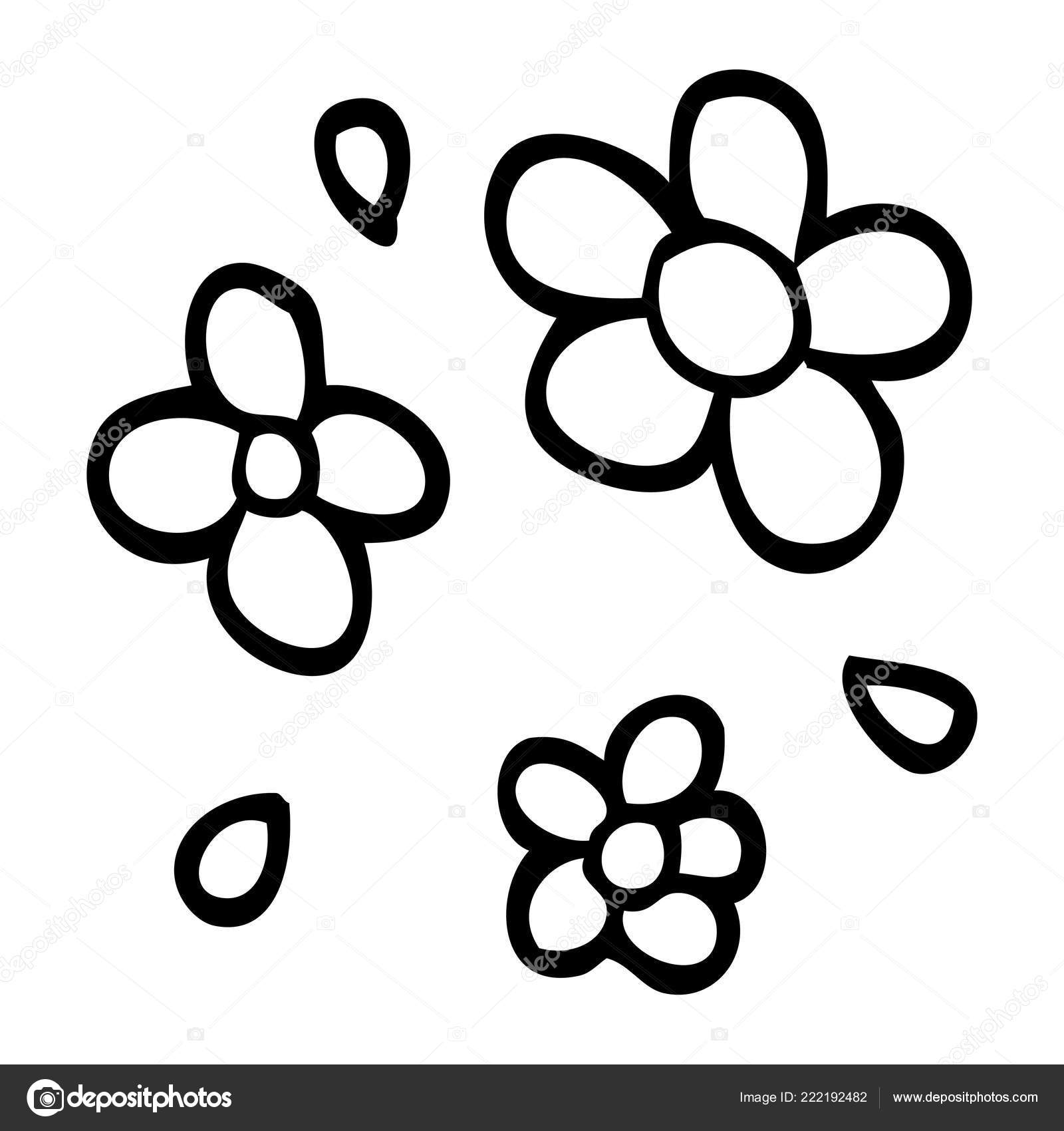 Line Drawing Cartoon Decorative Flowers Stock Vector by ...