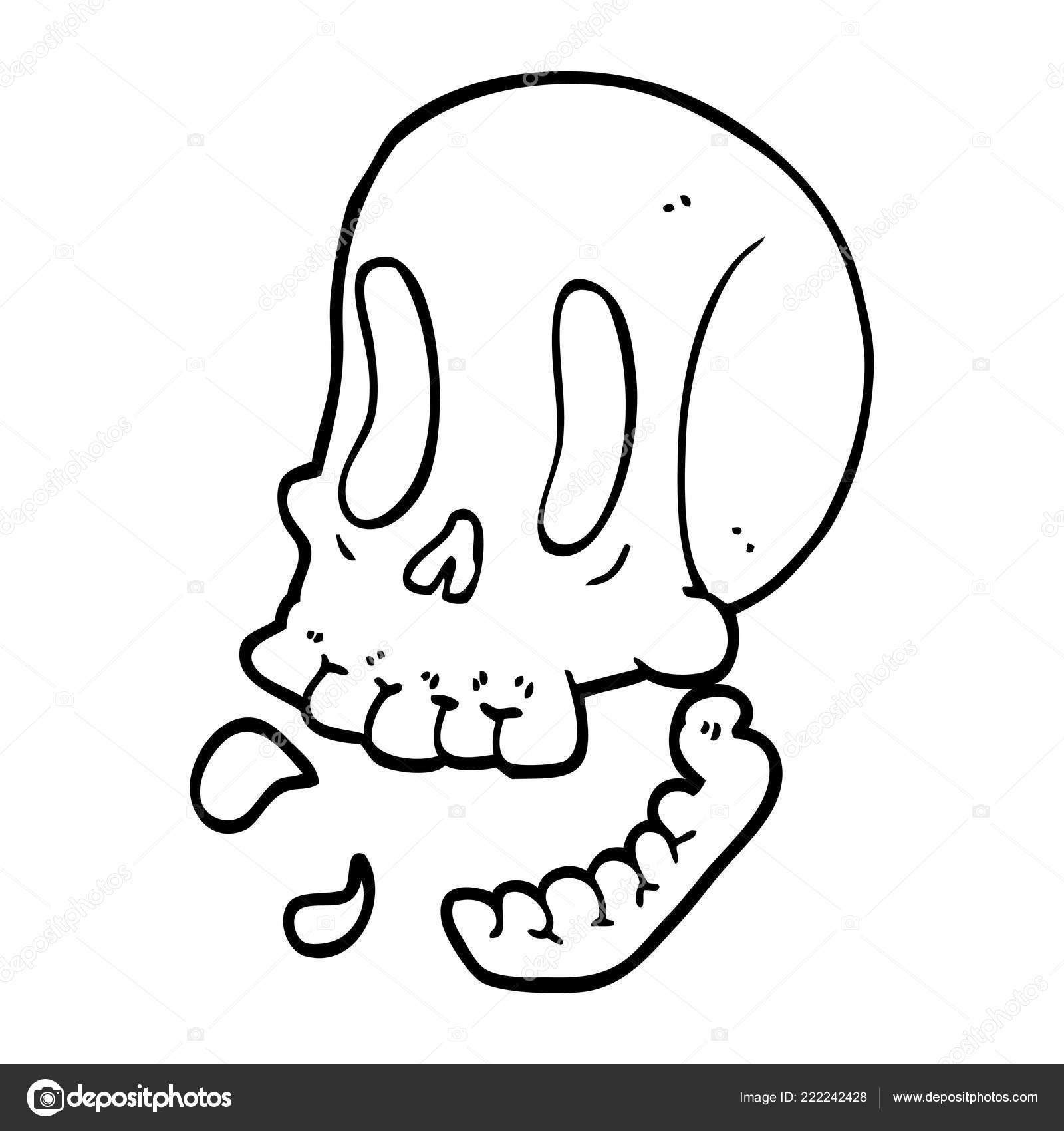 Dibujo Línea Calavera Dibujos Animados Vector de stock por ...