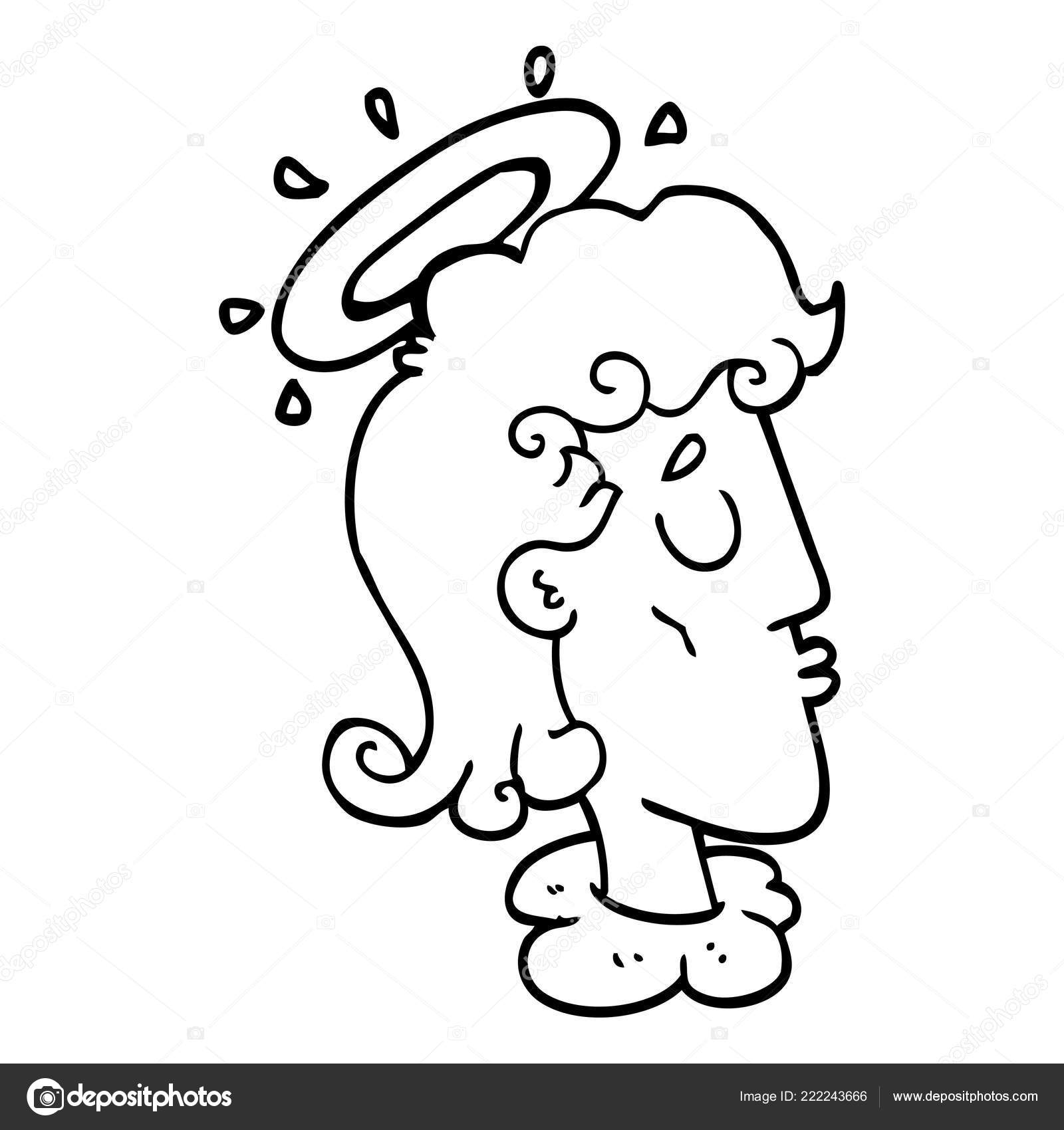 Line Drawing Cartoon Angel Face Stock Vector by ©lineartestpilot 222243666