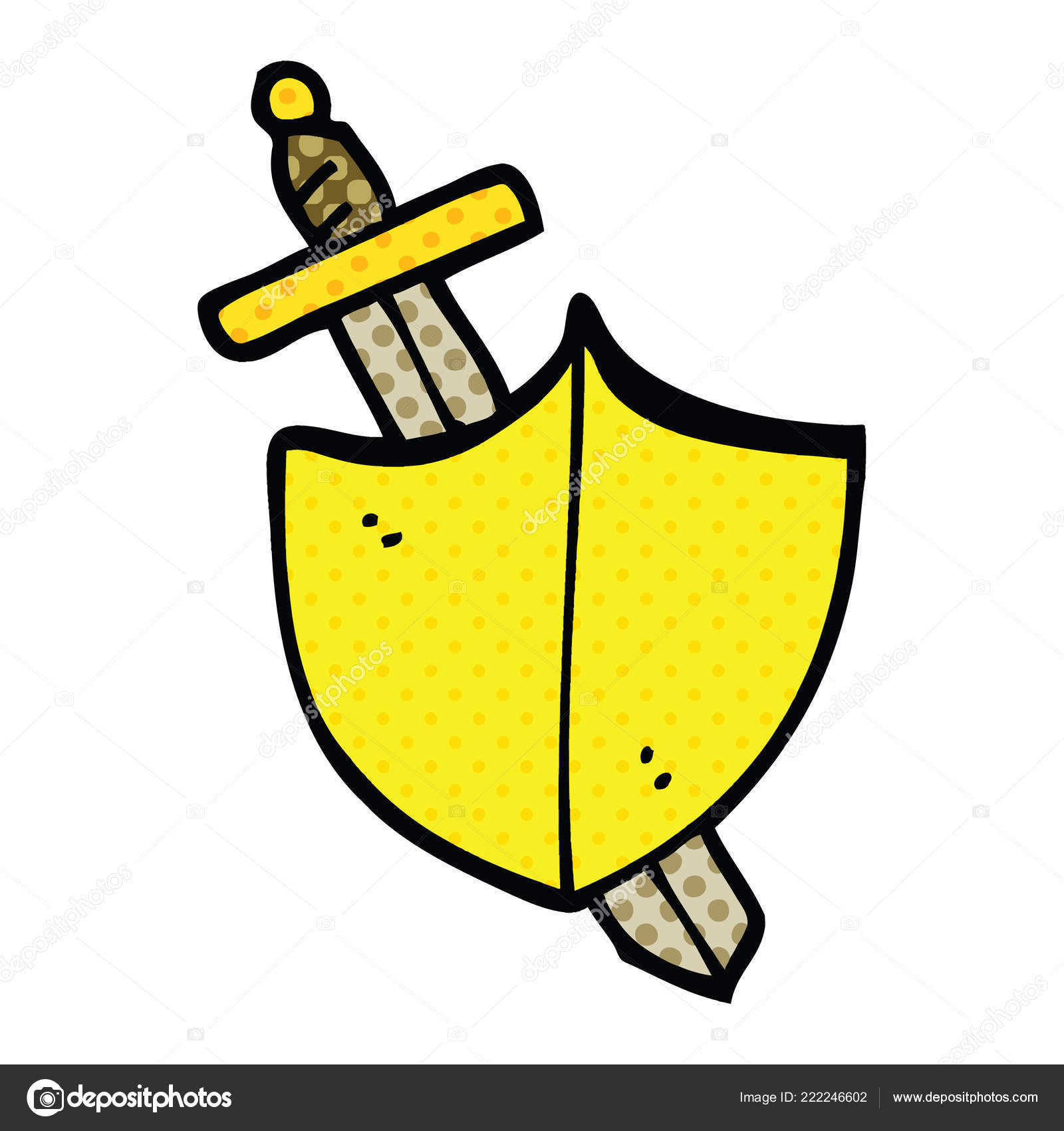Comic Book Style Cartoon Sword Shield Stock Vector Image by ...
