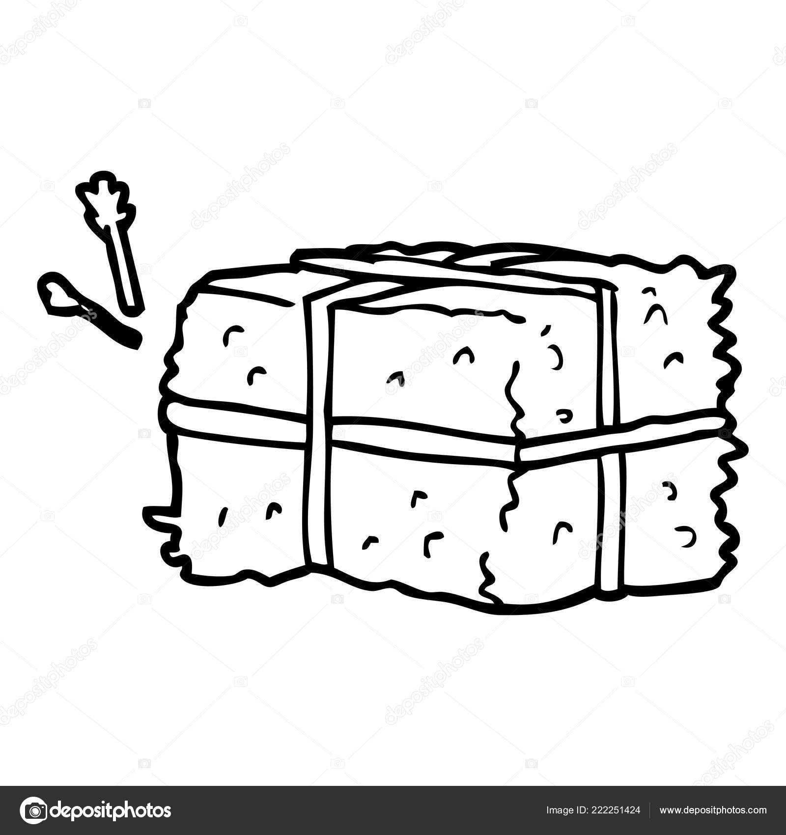 Line Drawing Cartoon Bale Hay Stock Vector by ©lineartestpilot #222251424