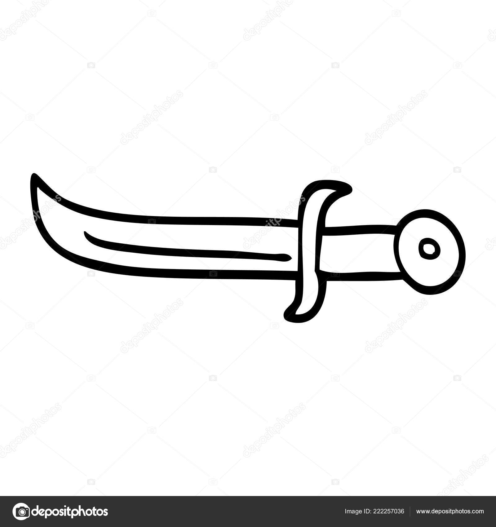 Line Drawing Cartoon Golden Dagger Stock Vector Image by ...