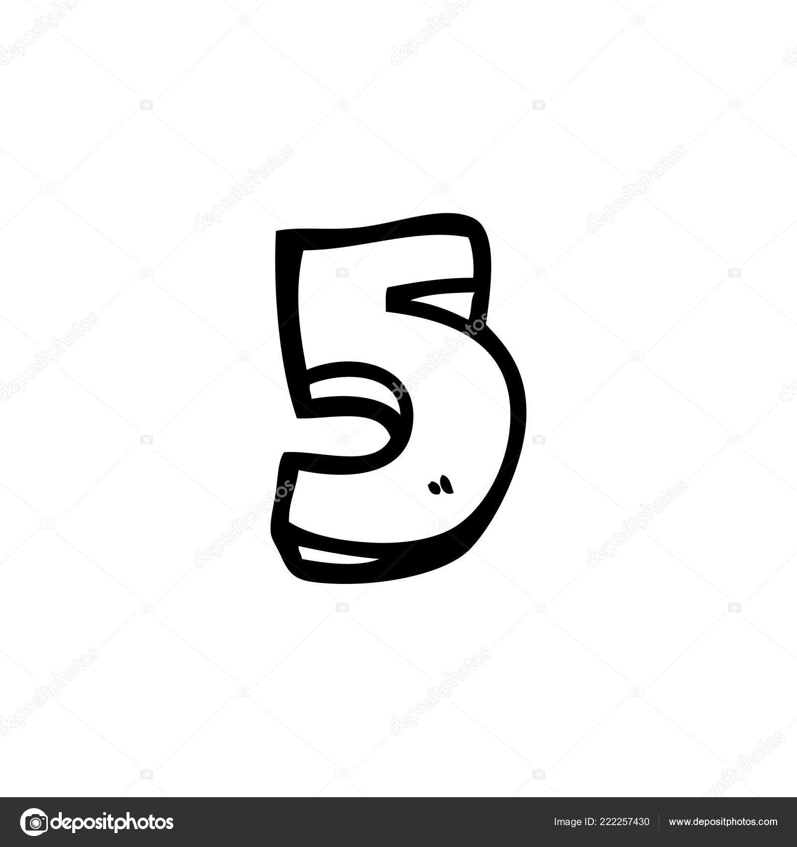 Line Drawing Cartoon Number Five Stock Vector by ©lineartestpilot 222257430