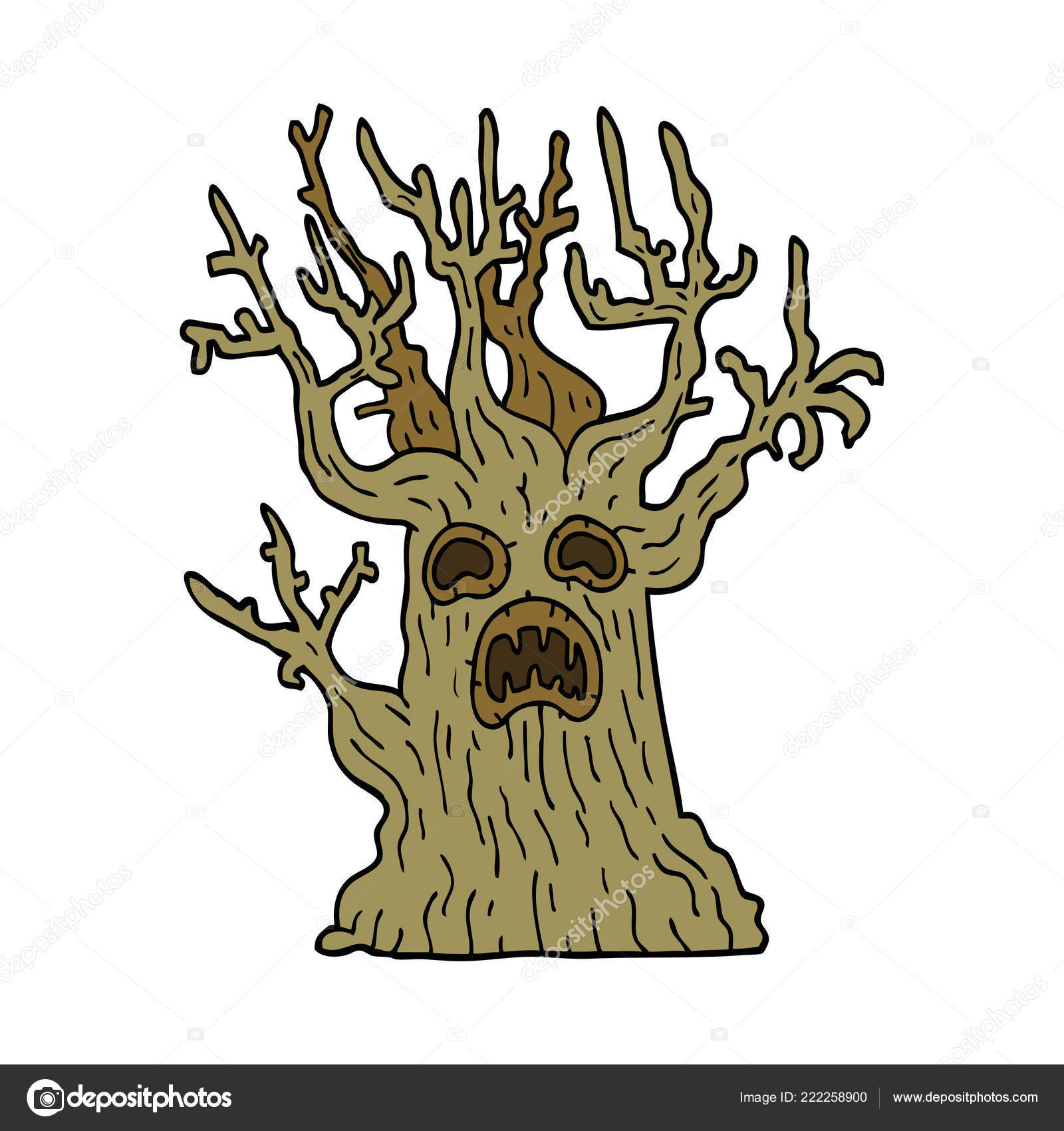 Cartoon Doodle Spooky Tree Stock Illustration by ©lineartestpilot ...
