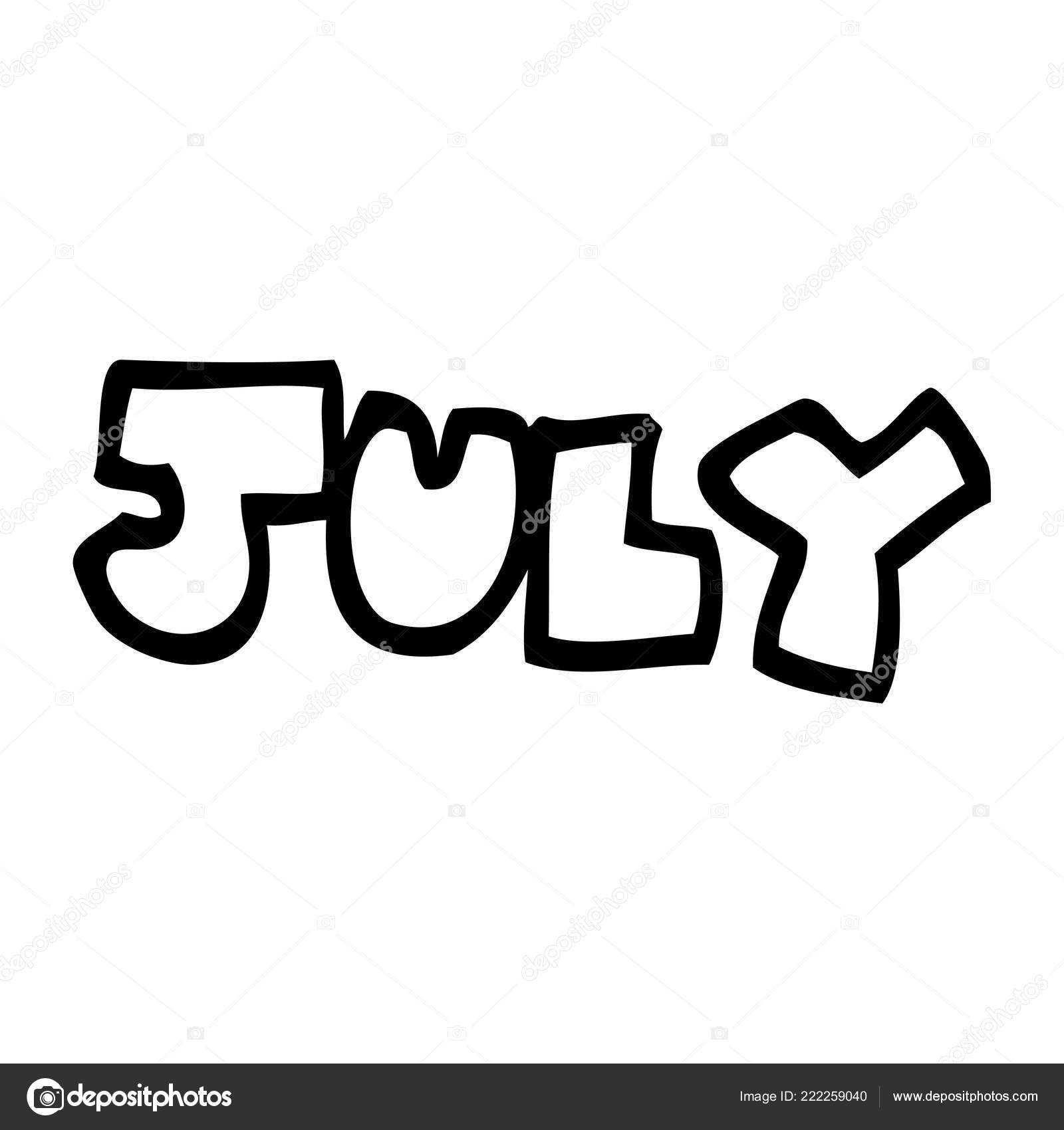 Line Drawing Cartoon Month July Stock Vector by ©lineartestpilot 222259040