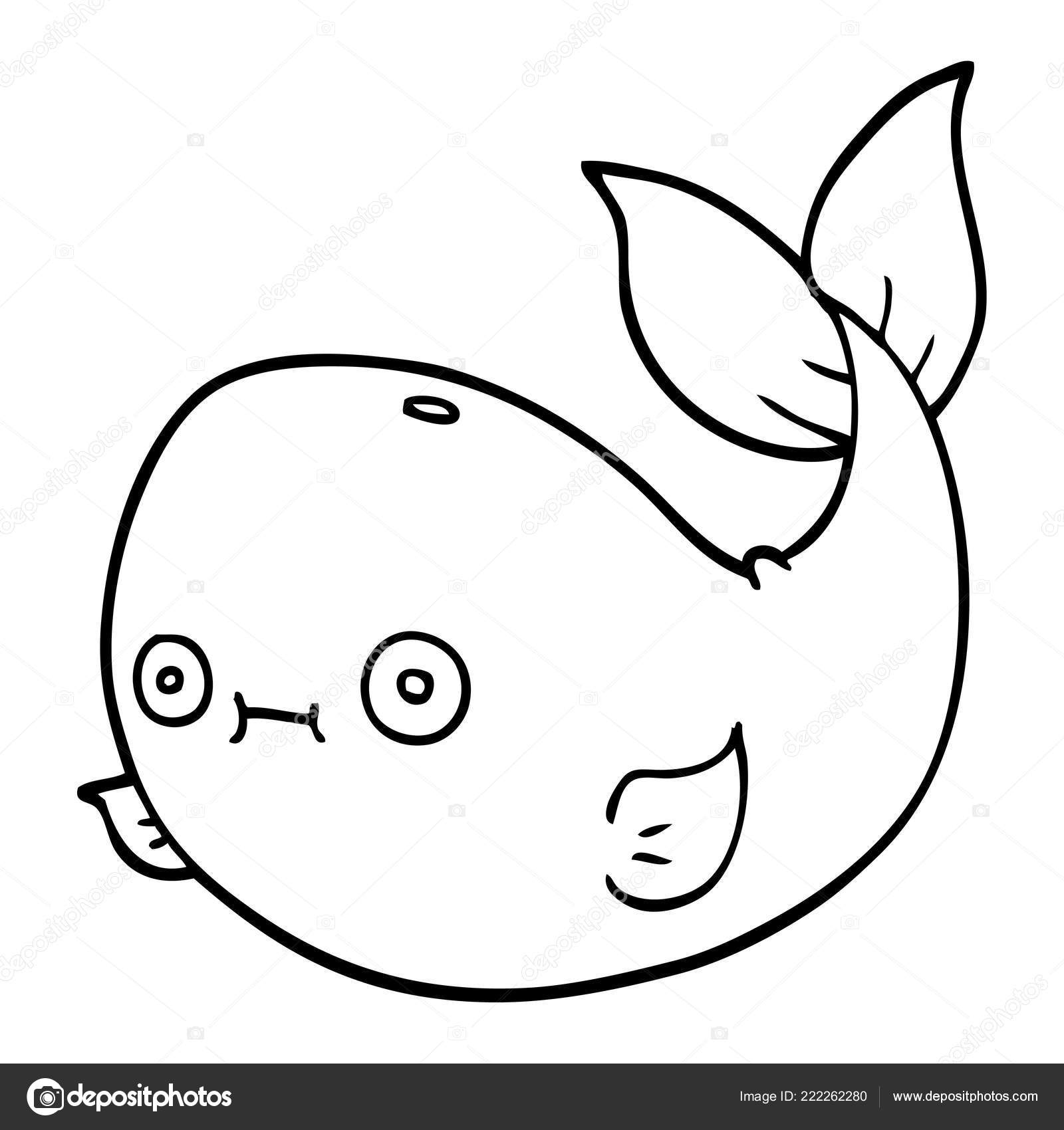 Line Drawing Cartoon Whale Stock Vector by ©lineartestpilot 222262280