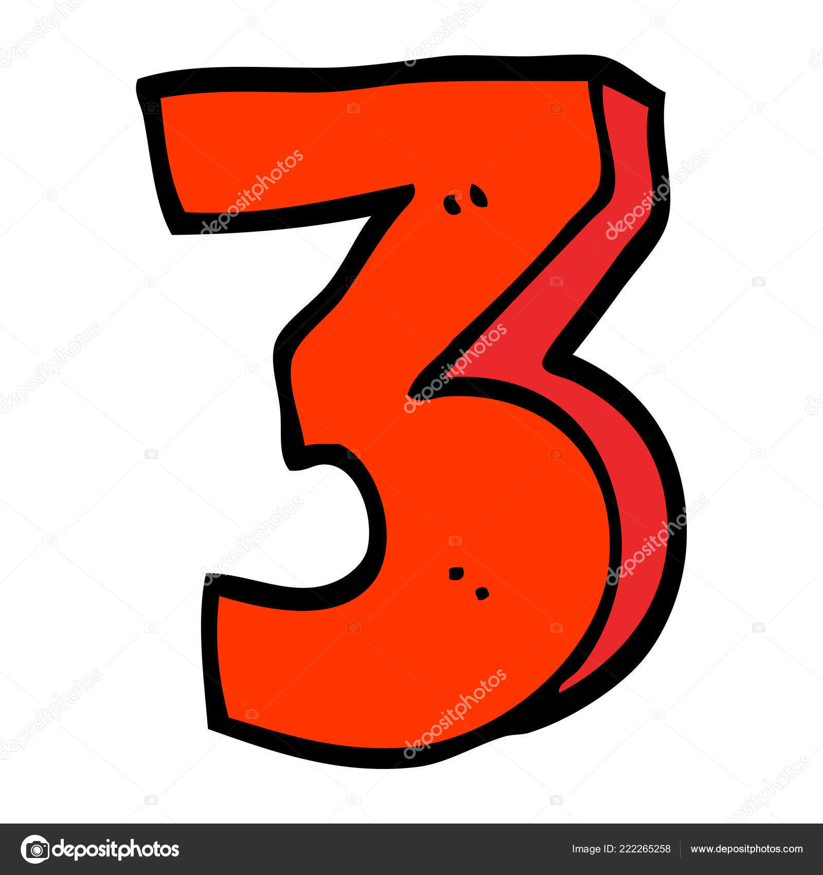 Hand Drawn Doodle Style Cartoon Number Three Stock Illustration by ...