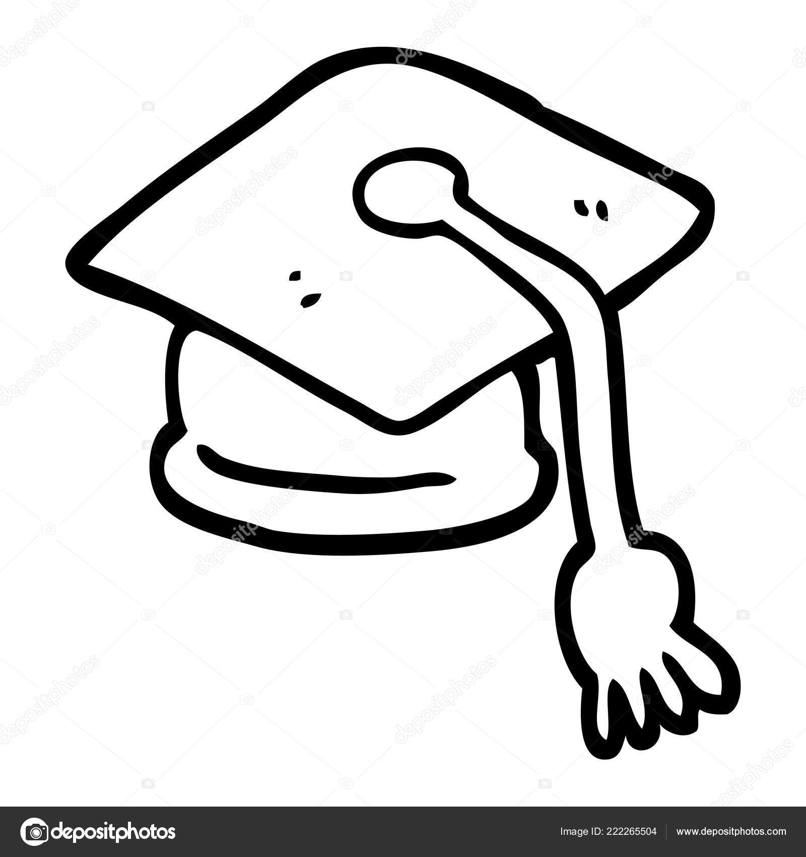Black White Cartoon Graduation Hat Stock Vector Image by ...