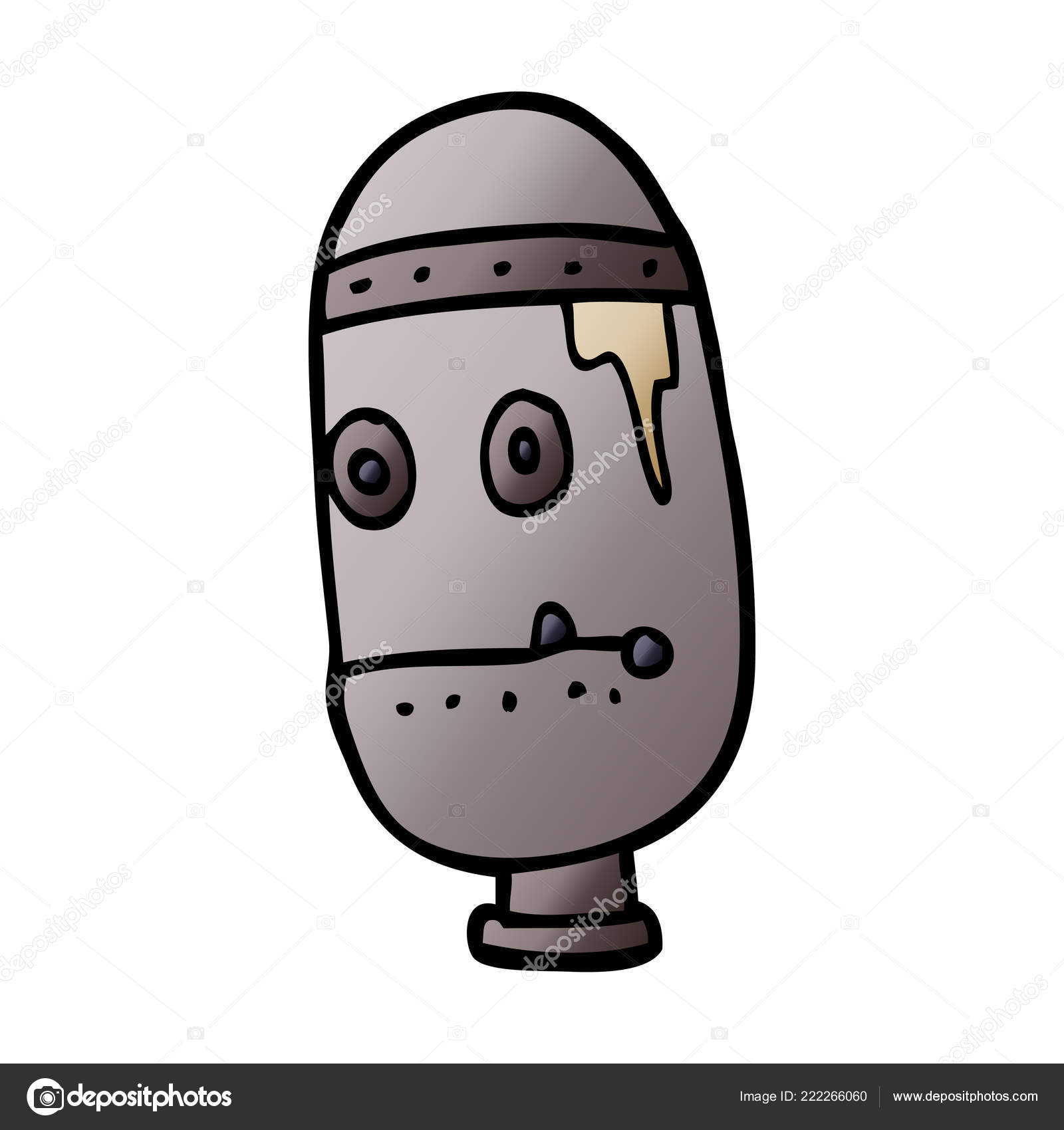 Cartoon Doodle Retro Robot Head Stock Illustration by ©lineartestpilot ...