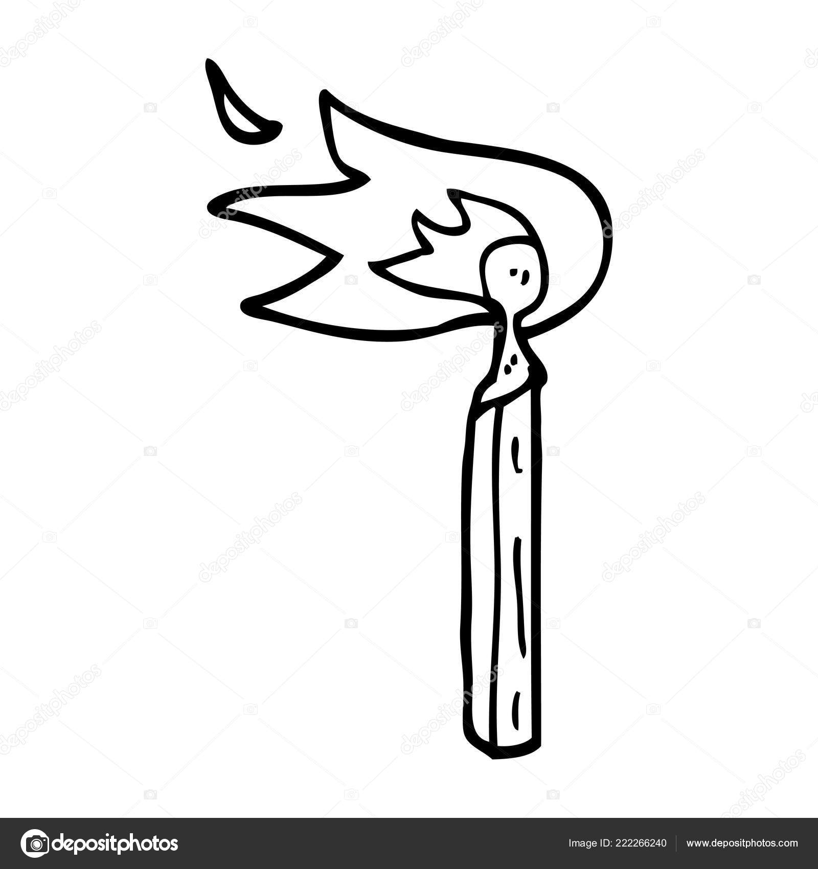Line Drawing Cartoon Burning Match Stock Vector Image by ...