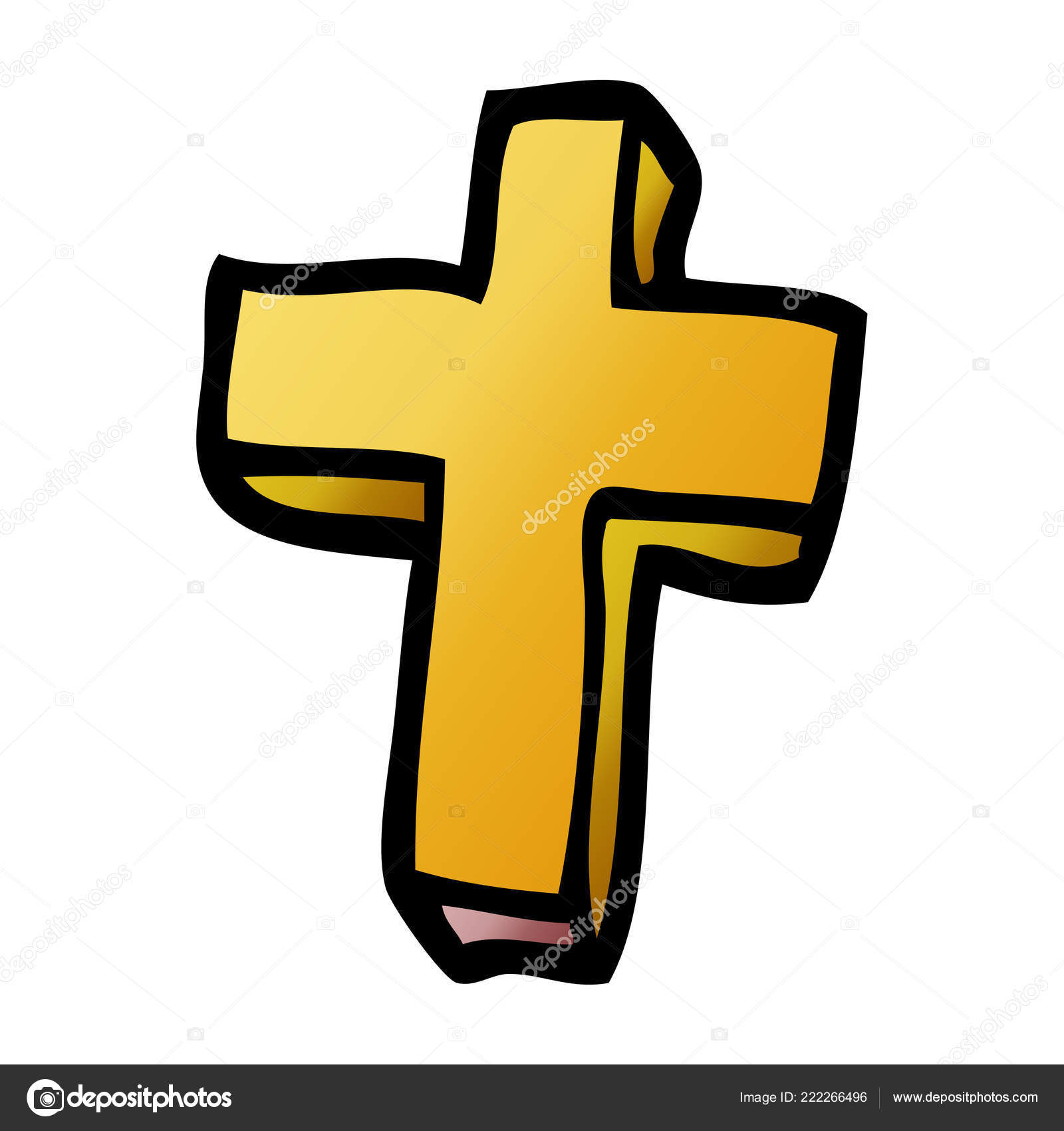 Desenho Animado Doodle Cruz Ouro Vetor de ©lineartestpilot 222266496
