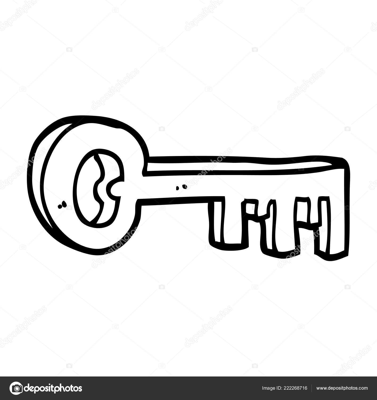 Line Drawing Cartoon Gold Key Stock Vector by ©lineartestpilot 222268716