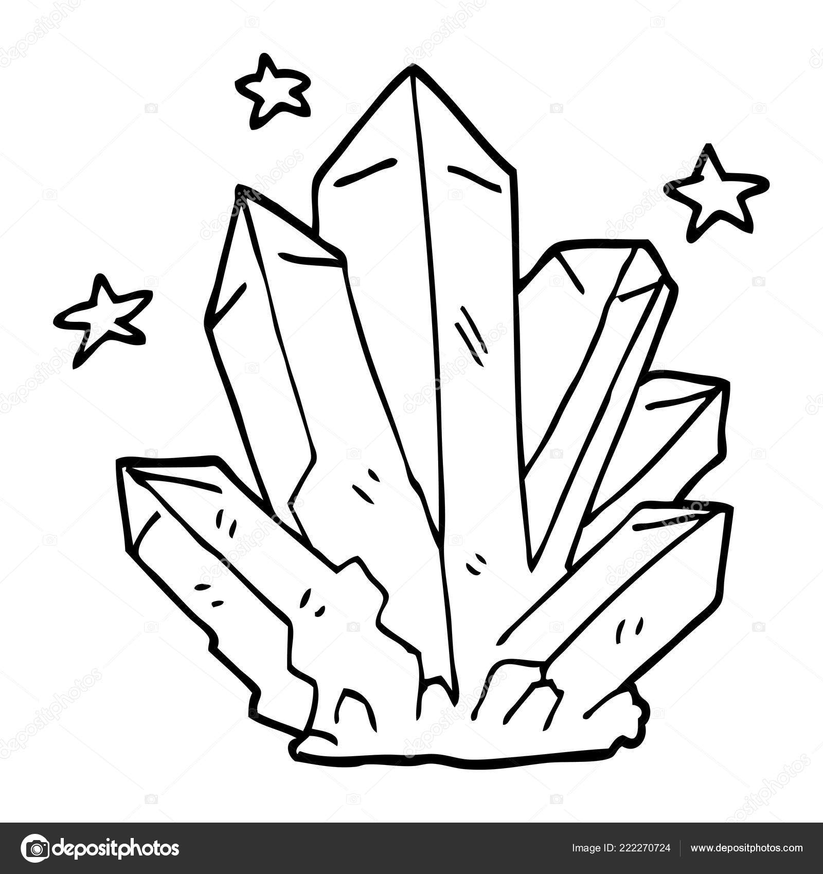 Line Drawing Cartoon Magic Crystal Stock Vector Image by ...