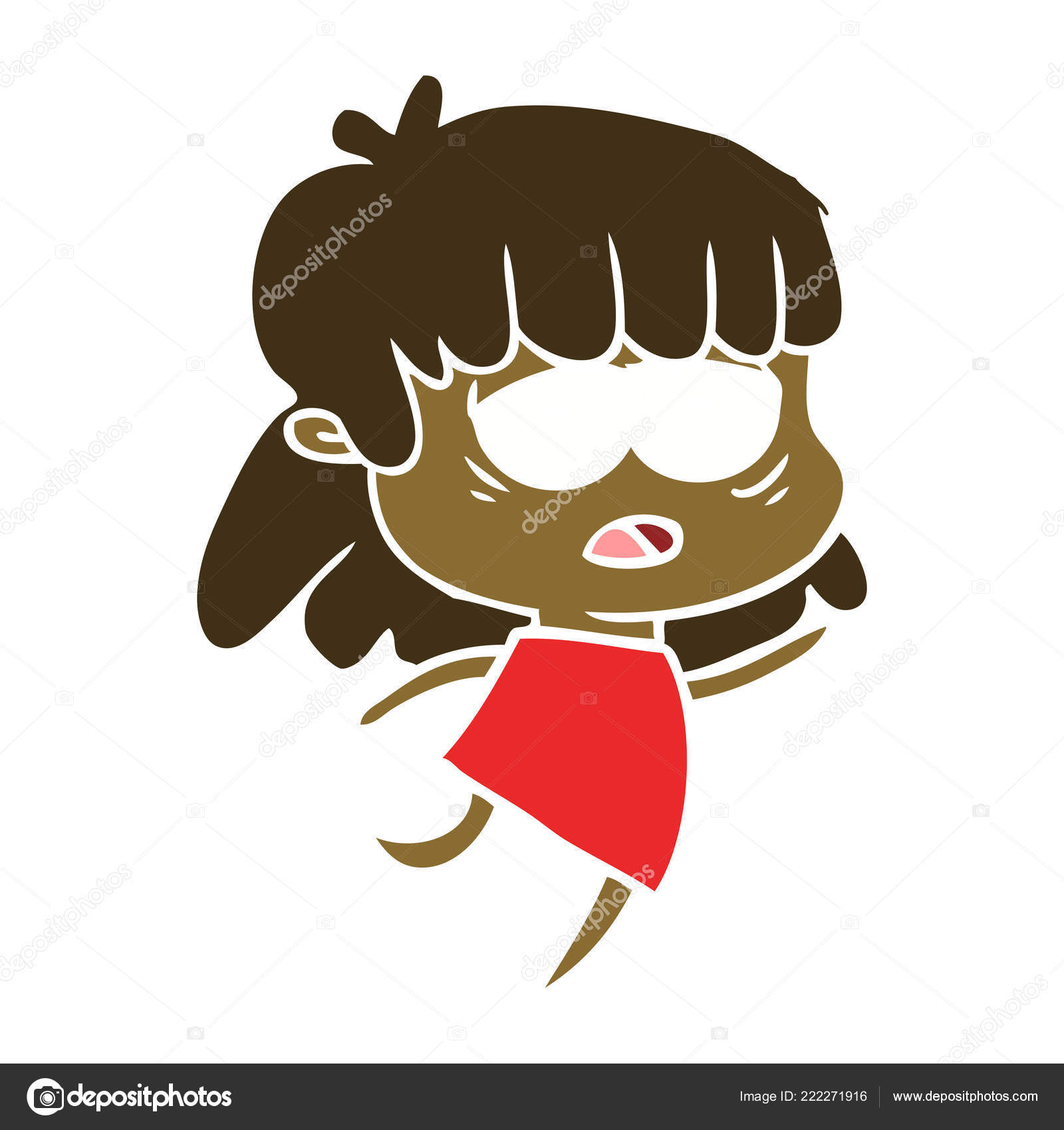 Color Plano Estilo Dibujos Animados Mujer Cansada Vector de stock ...