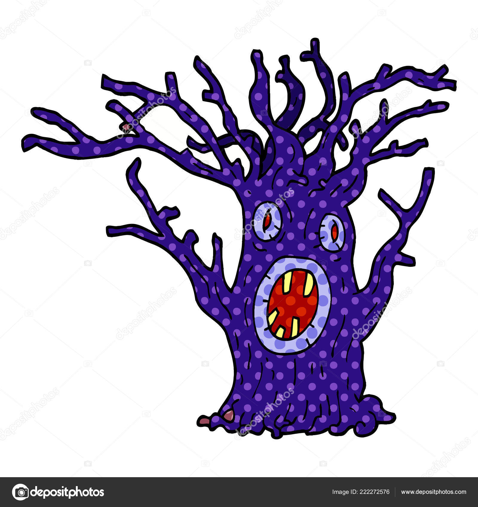 Cartoon Doodle Spooky Tree Stock Illustration by ©lineartestpilot ...