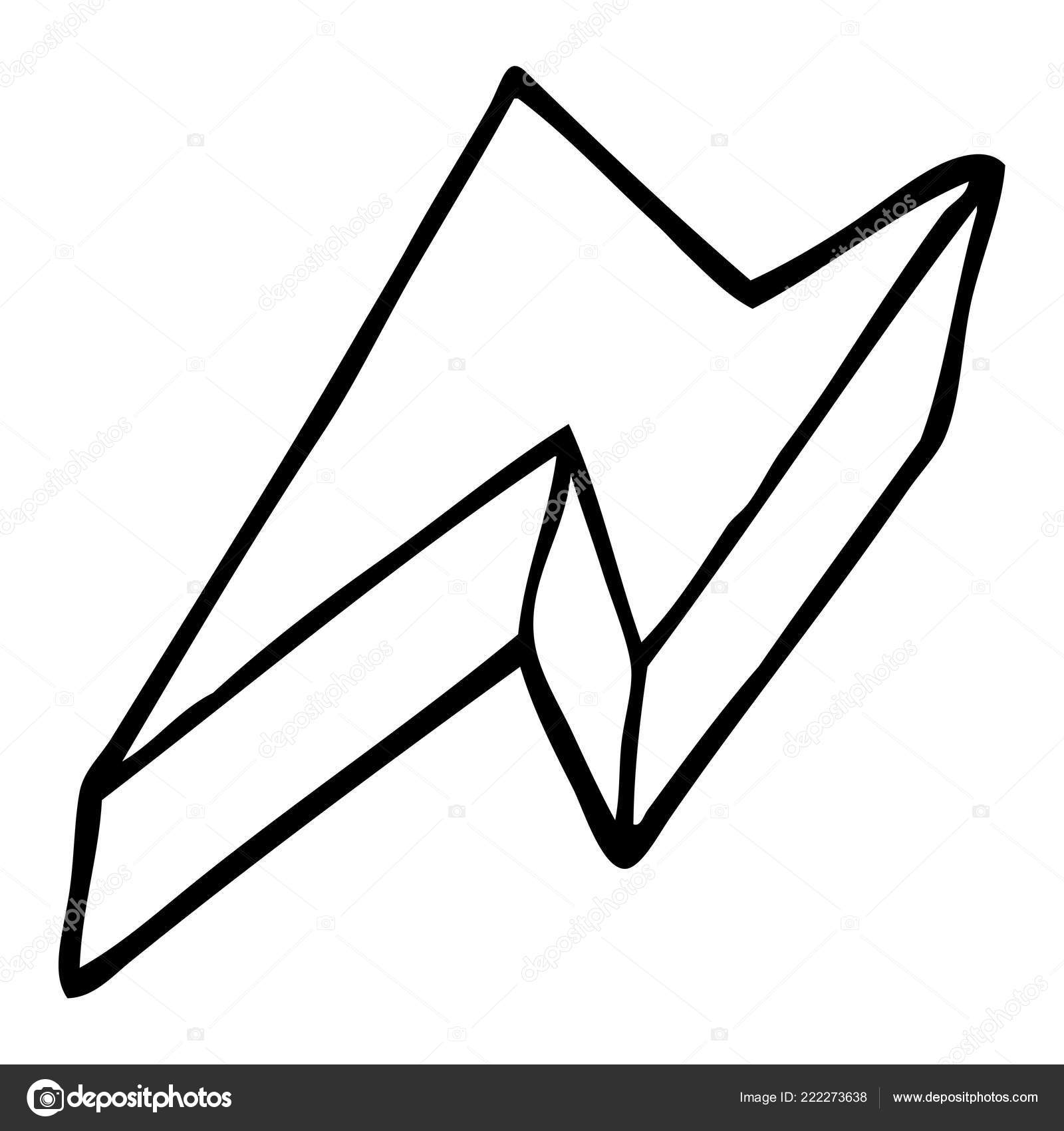 Line Drawing Cartoon Decorative Lightning Bolt Stock Vector by ...