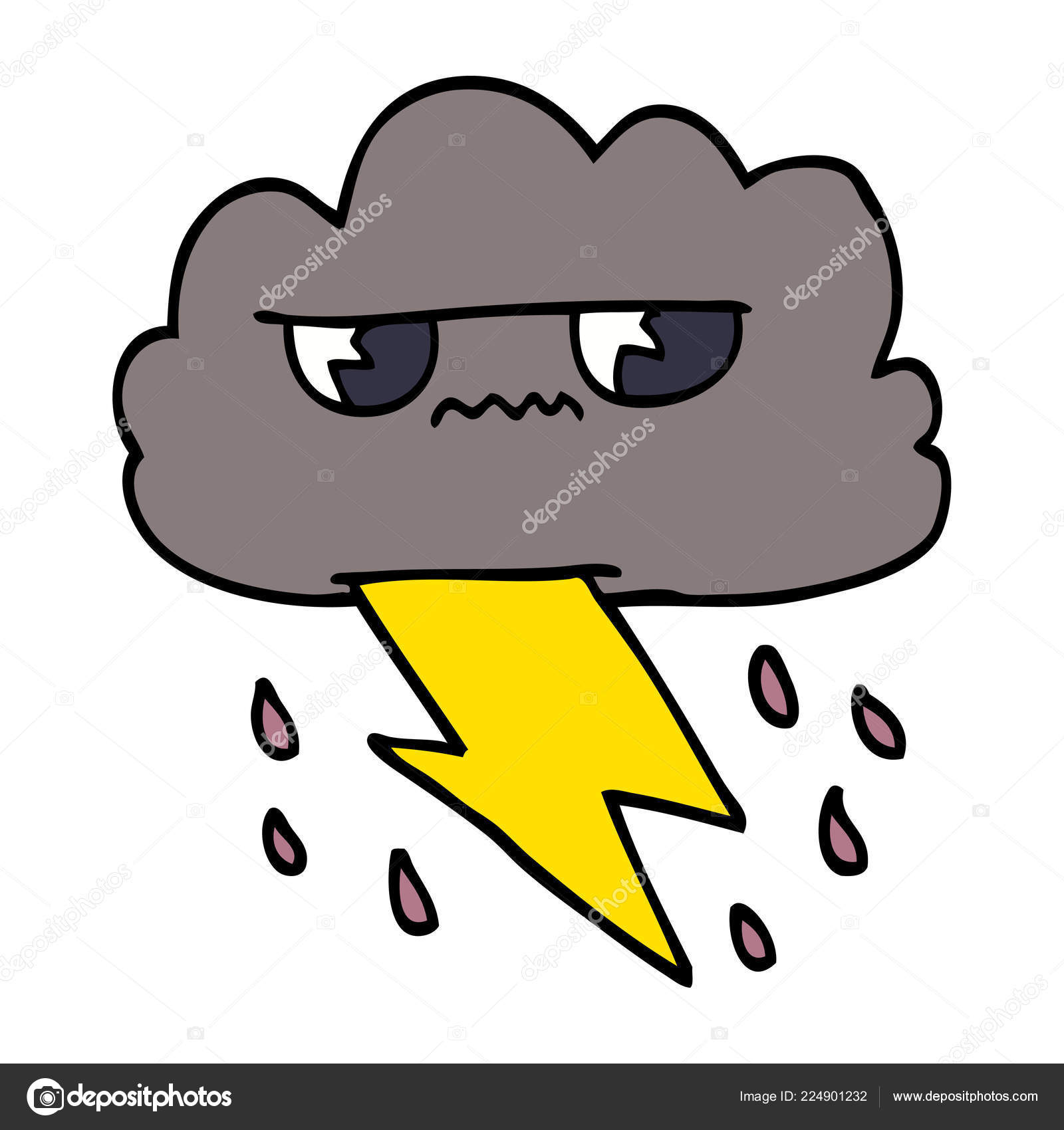Cartoon Doodle Angry Storm Cloud Stock Vector Image by ©lineartestpilot ...