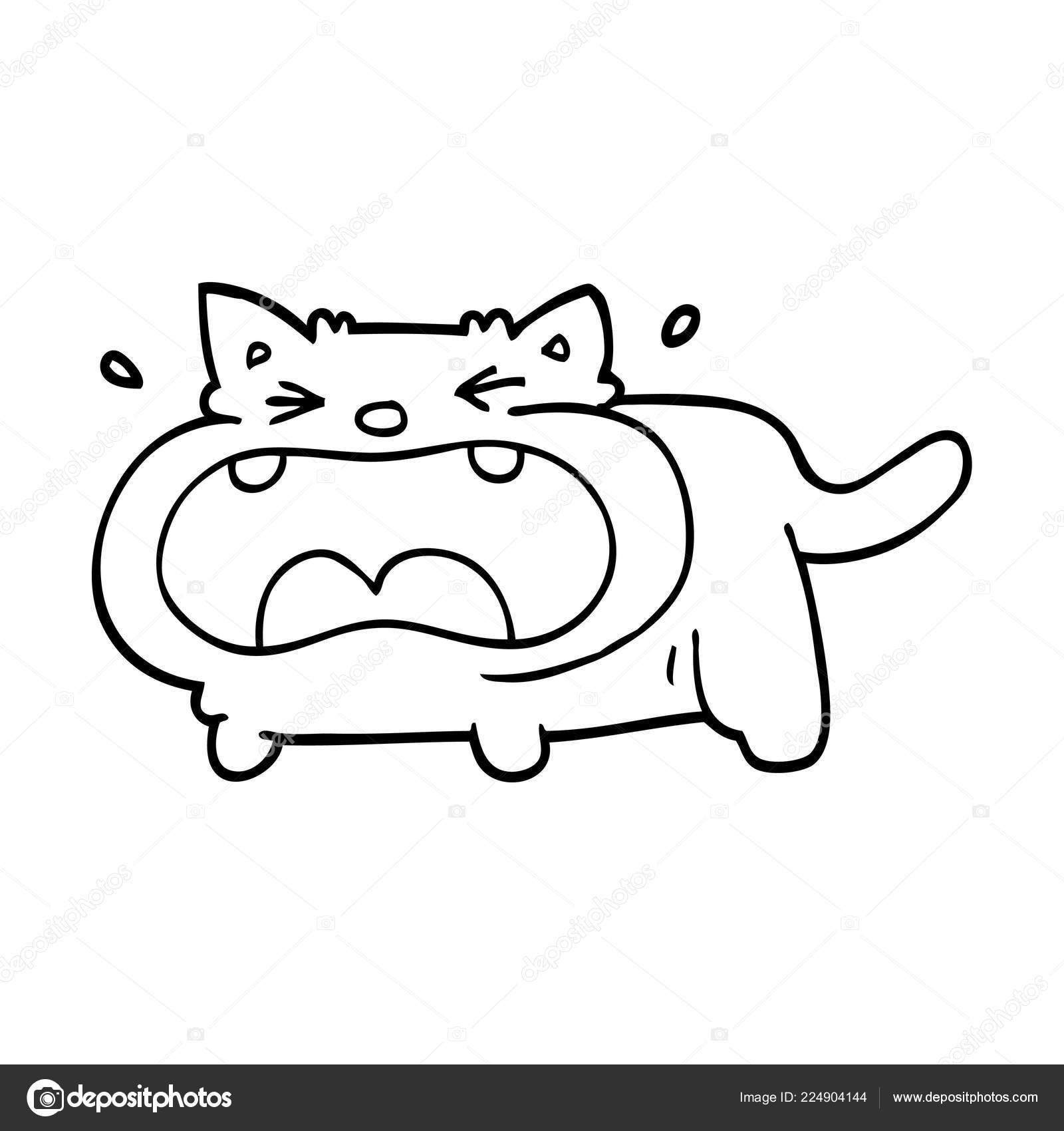 Line Drawing Cartoon Crying Cat Stock Vector by ©lineartestpilot 224904144