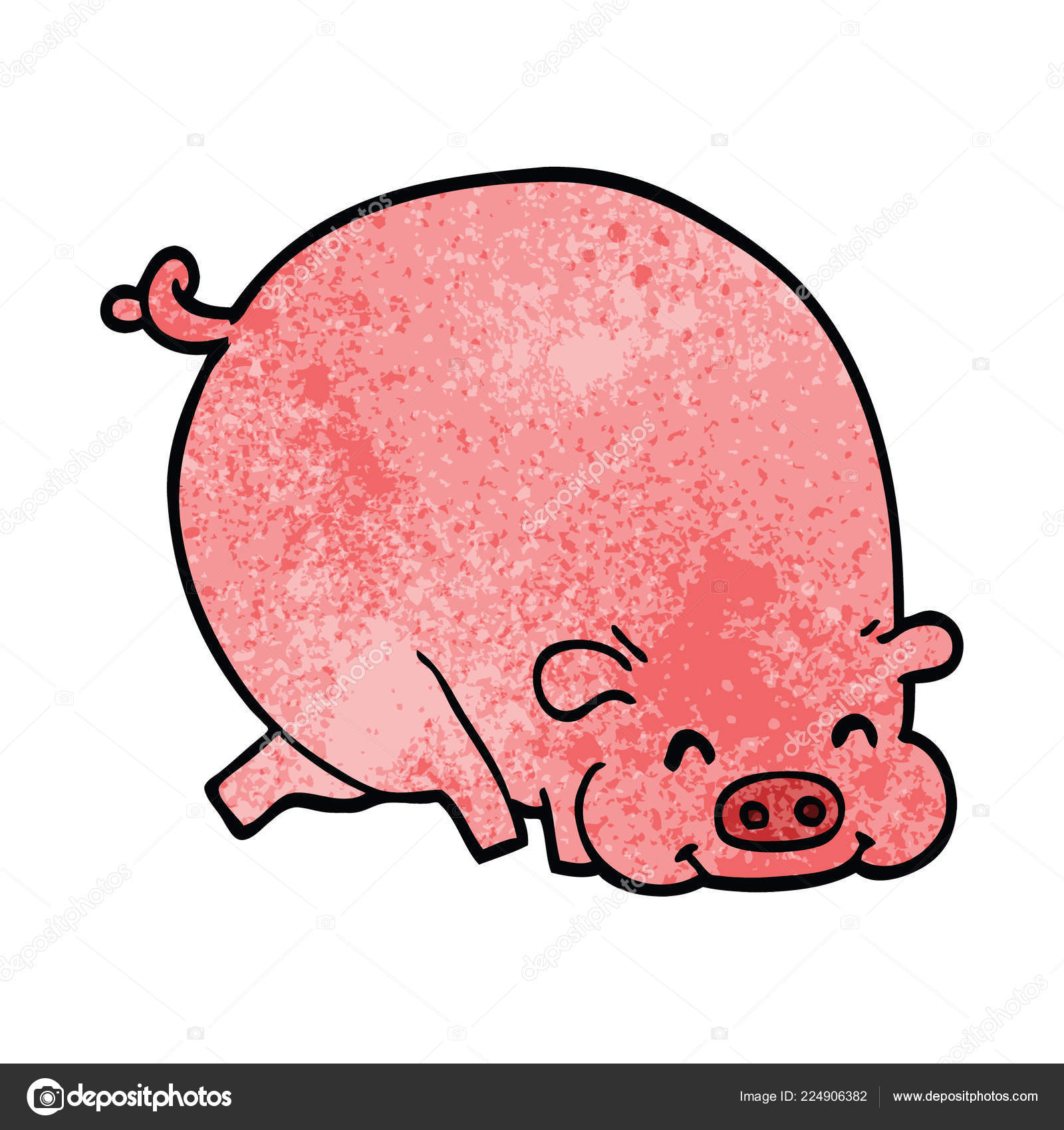 Dibujos Animados Garabato Cerdo Gordo Vector de stock #224906382 de ...
