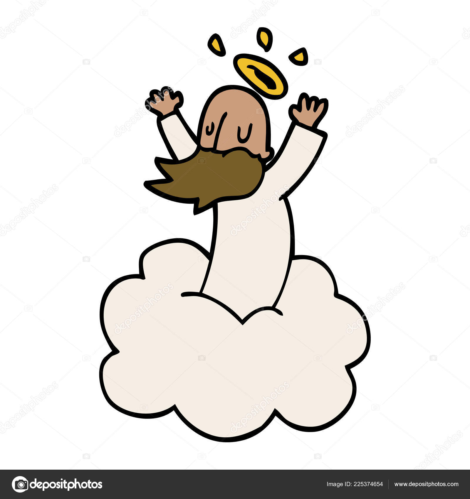 Cartoon Doodle God Cloud Stock Illustration by ©lineartestpilot #225374654