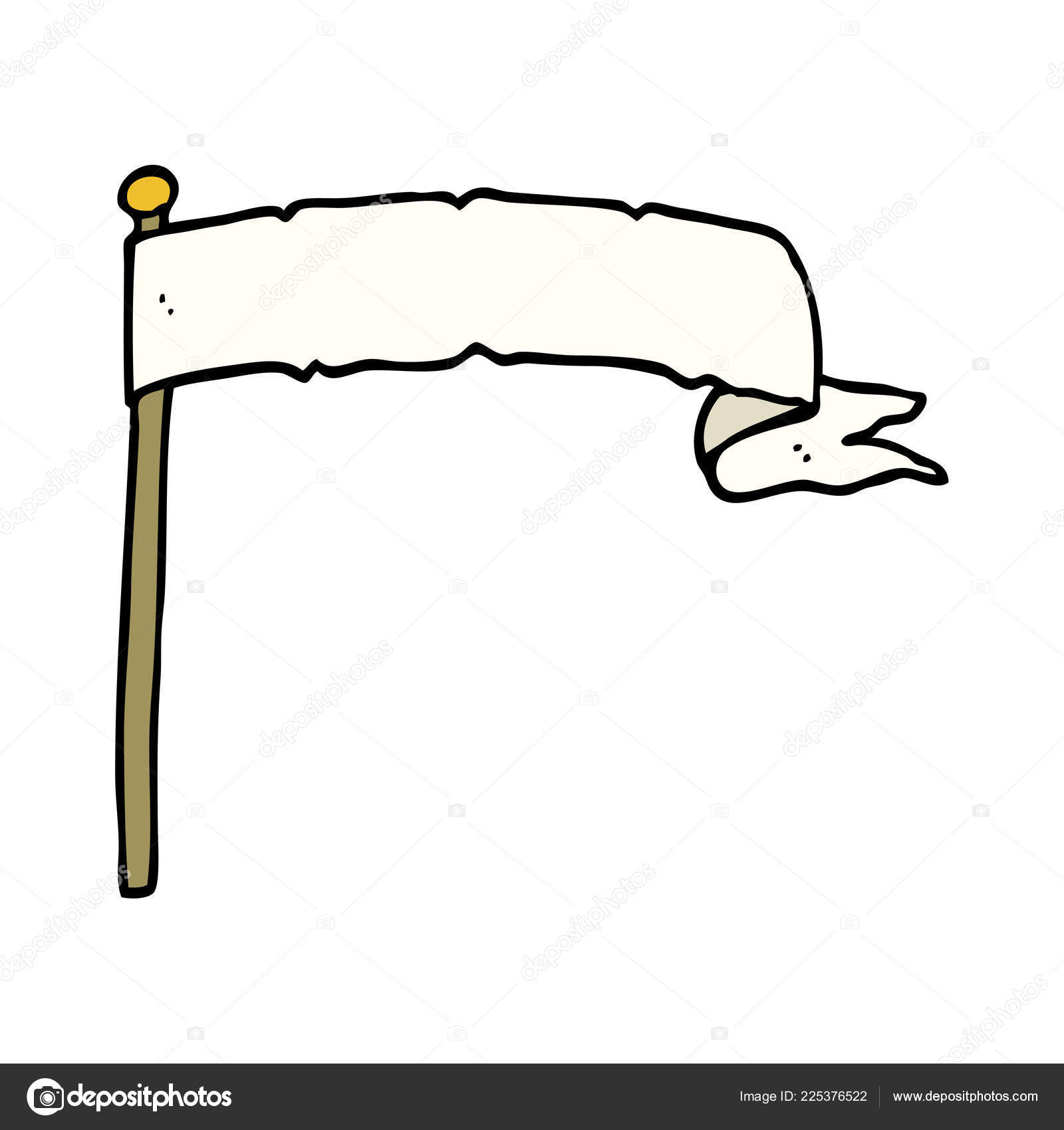 Cartoon Doodle Waving White Banner Flag Stock Vector Image by ...