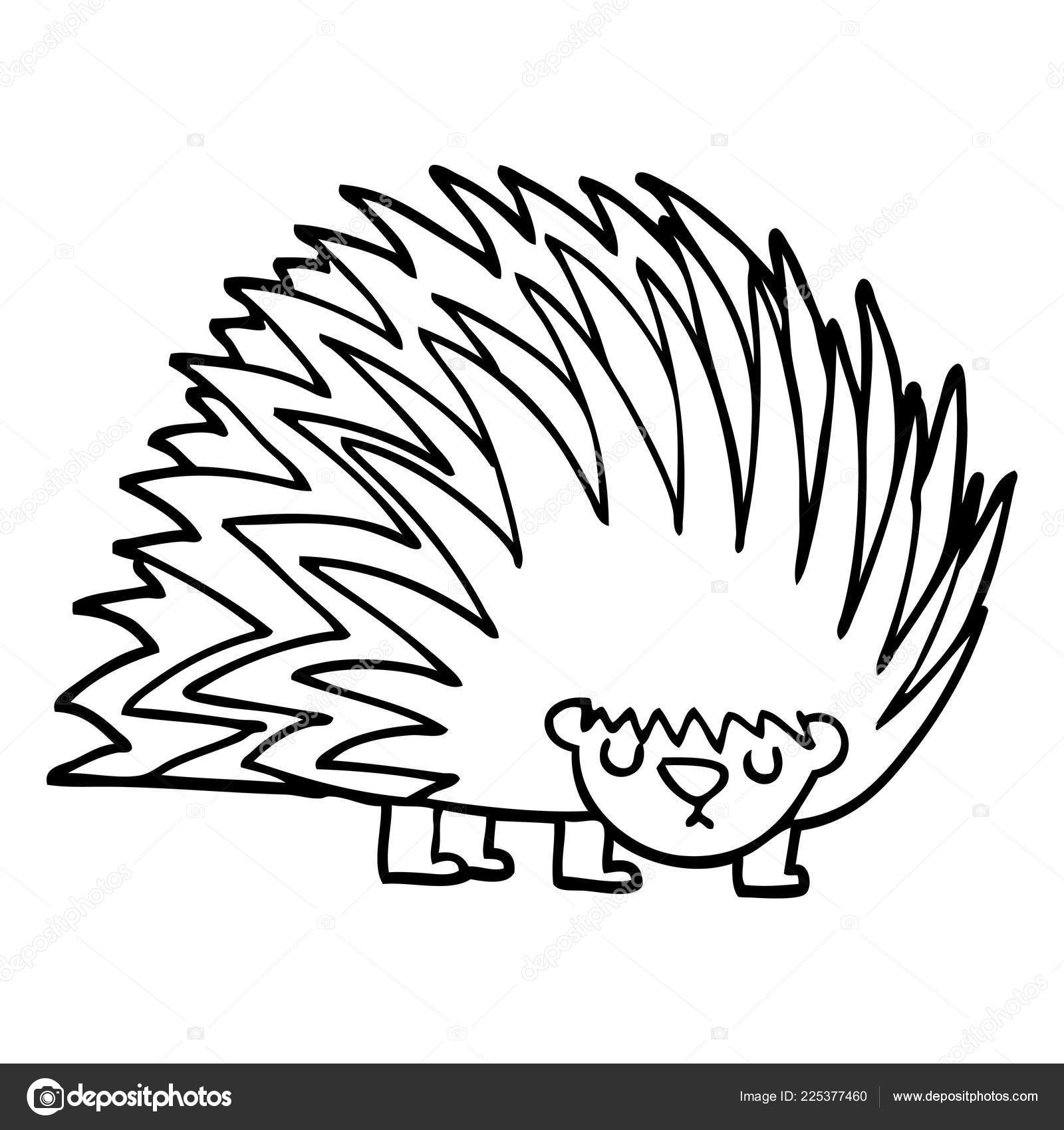 Line Drawing Cartoon Spiky Hedgehog Stock Vector by ©lineartestpilot ...