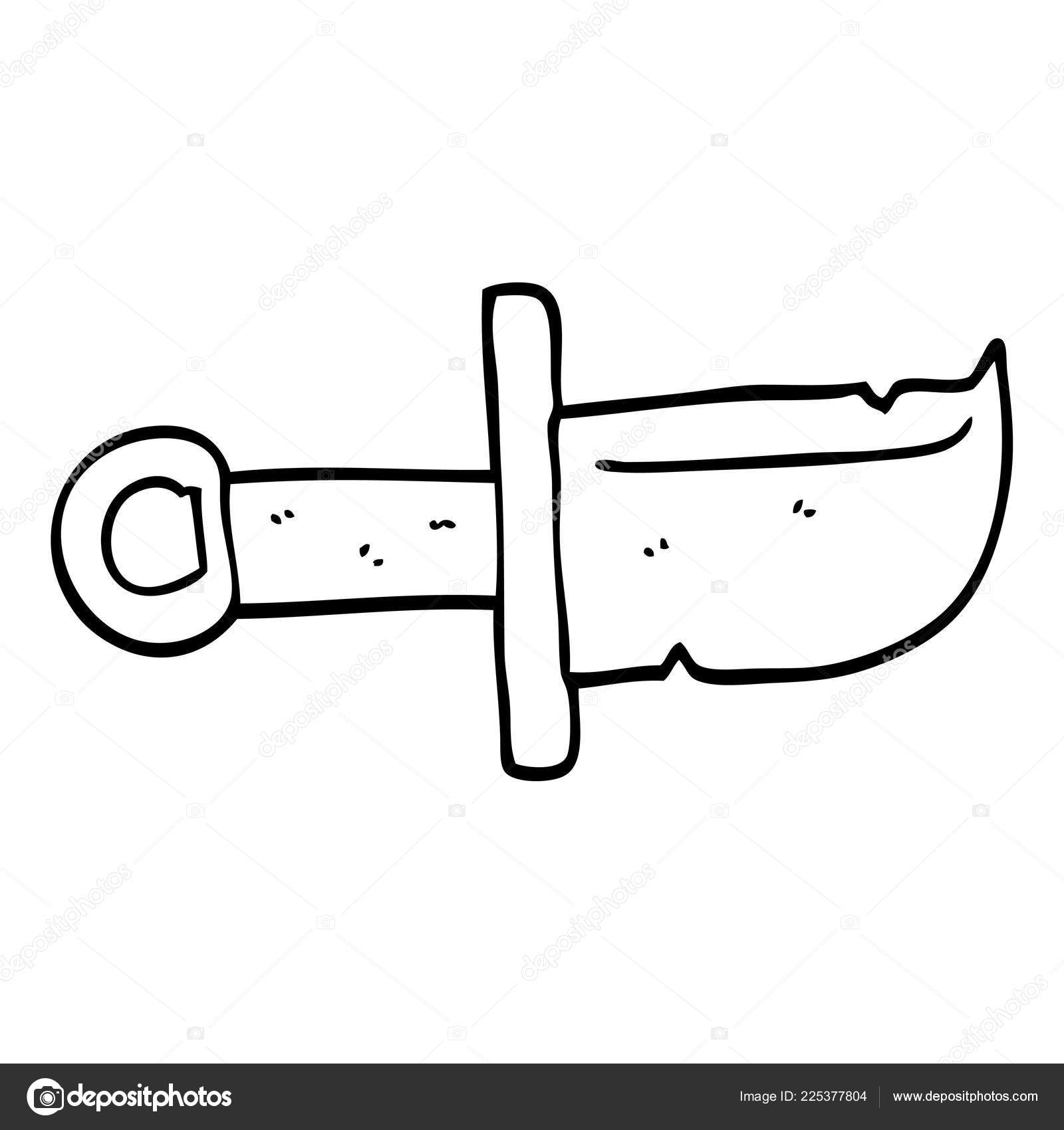Line Drawing Cartoon Dagger Stock Vector by ©lineartestpilot 225377804