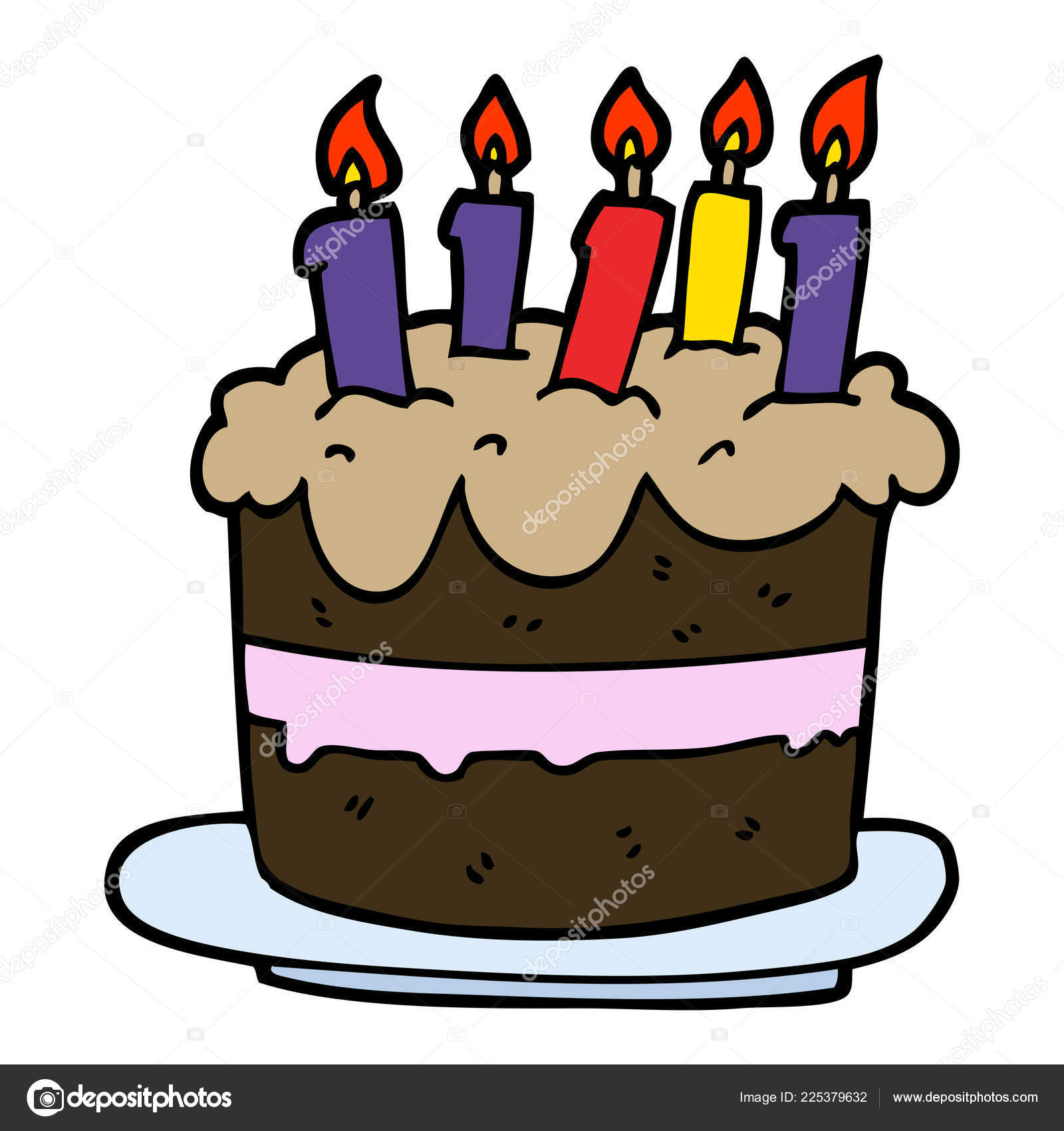 Bolo Aniversário Doodle Desenhos Animados vetor(es) de stock de ...