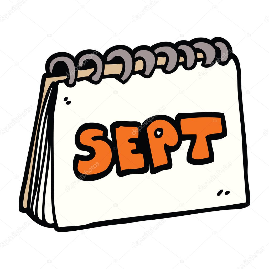 Dibujos Animados Doodle Calendario Mostrando Mes Septiembre Vector de ...