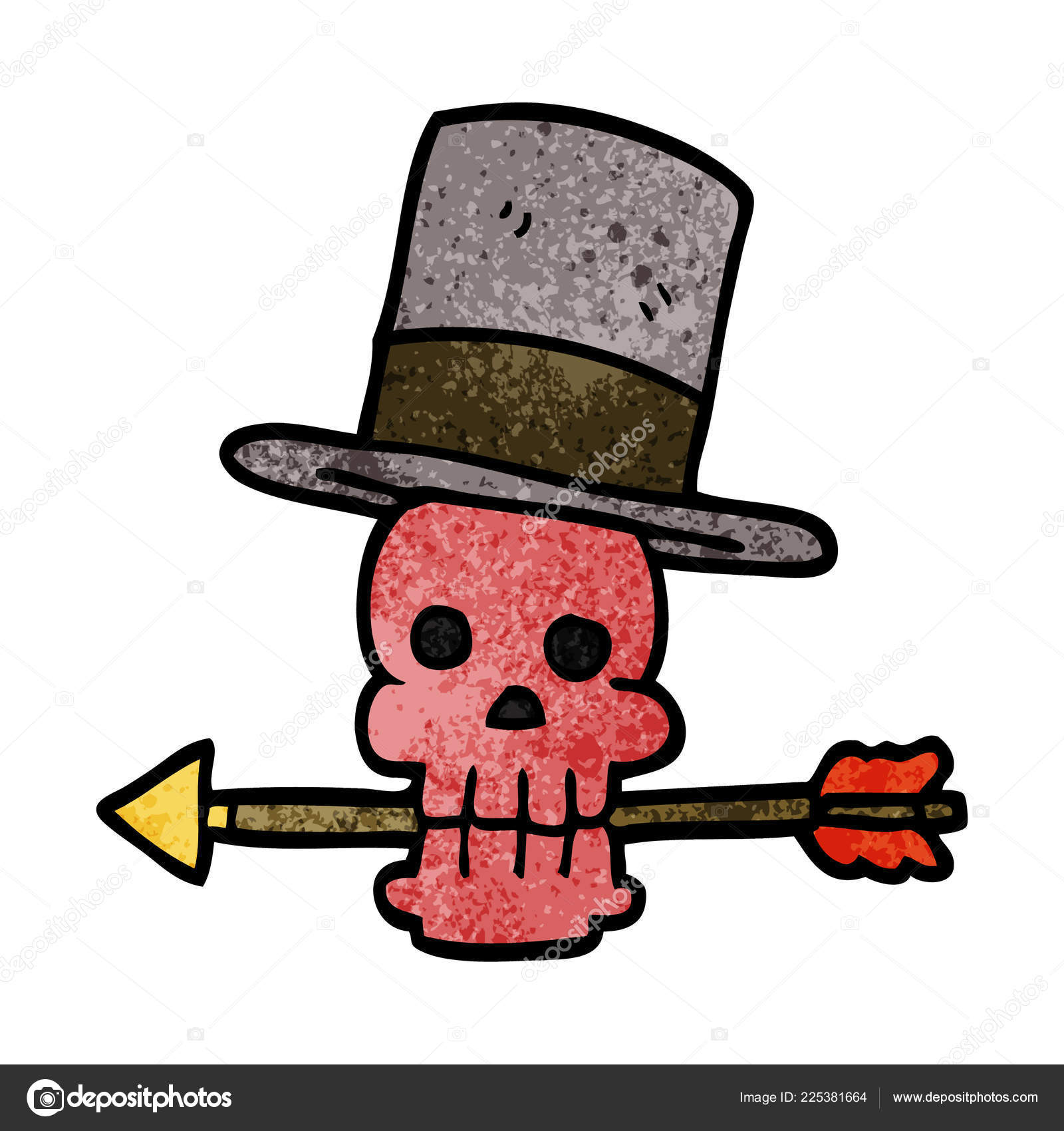 Cartoon Doodle Skull Arrow Stock Vector by ©lineartestpilot 225381664