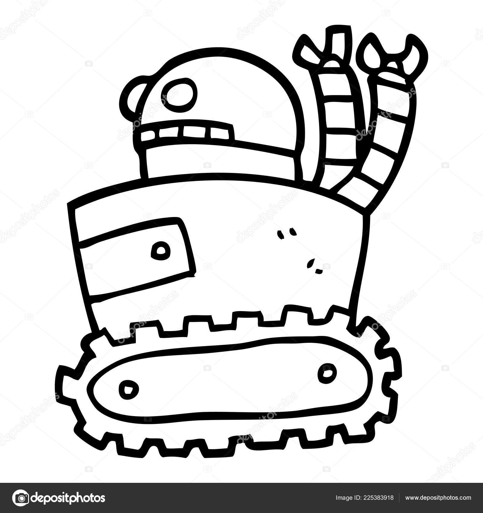 Line Drawing Cartoon Robot Stock Vector by ©lineartestpilot 225383918