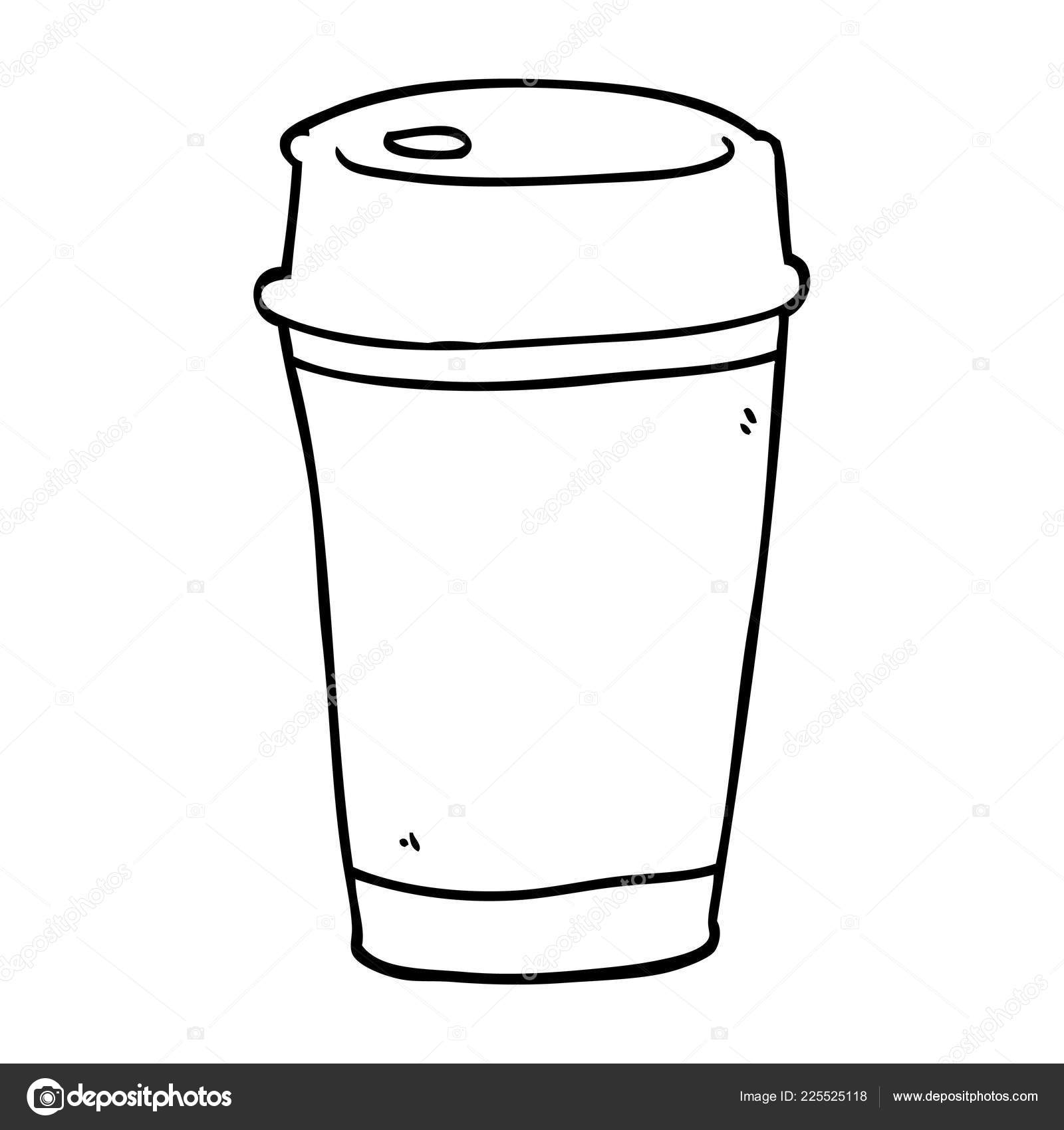 Line Drawing Cartoon Take Out Coffee Stock Vector Image by ...
