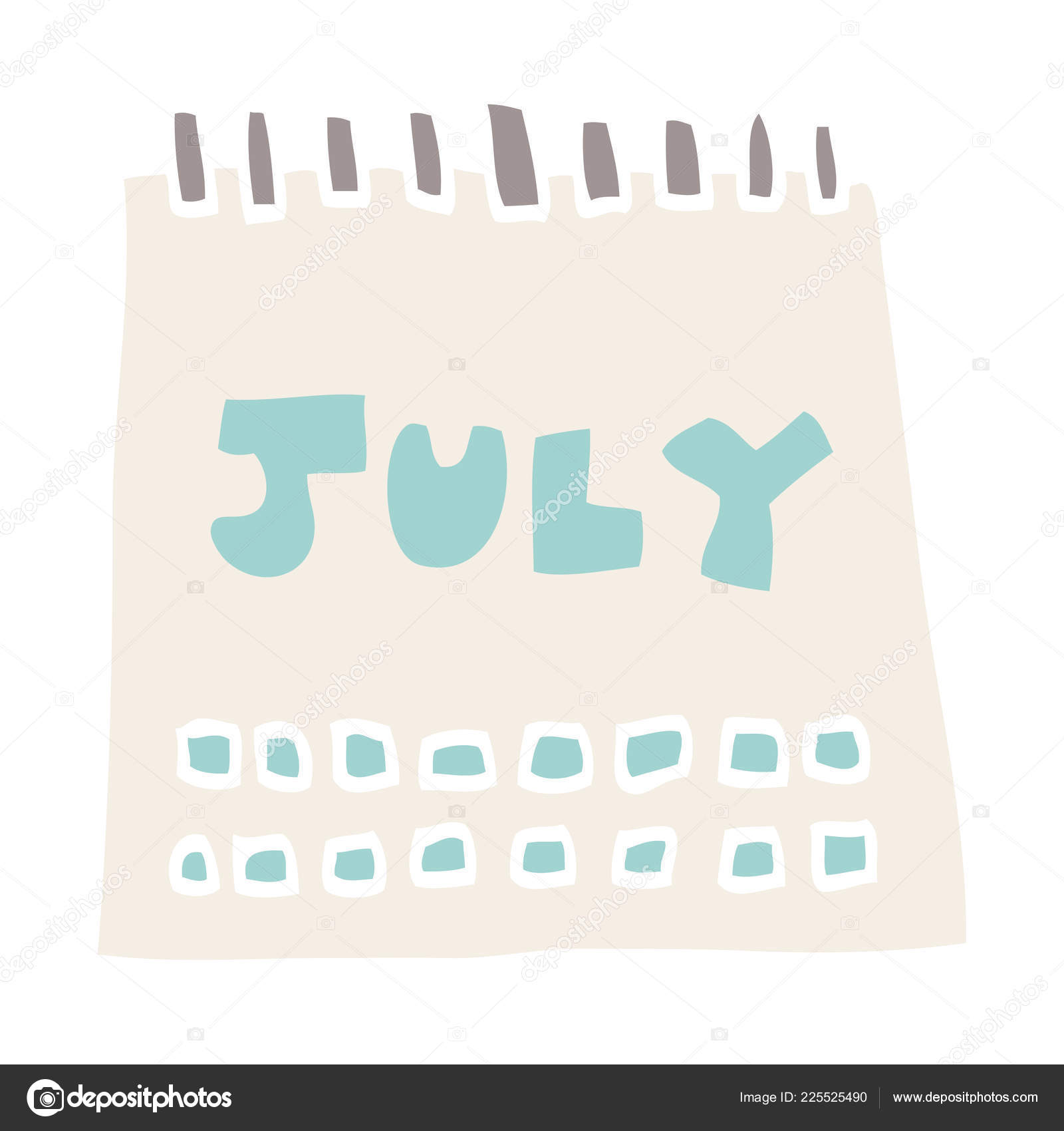 Cartoon Doodle Calendar Showing Month July Stock Vector by ...