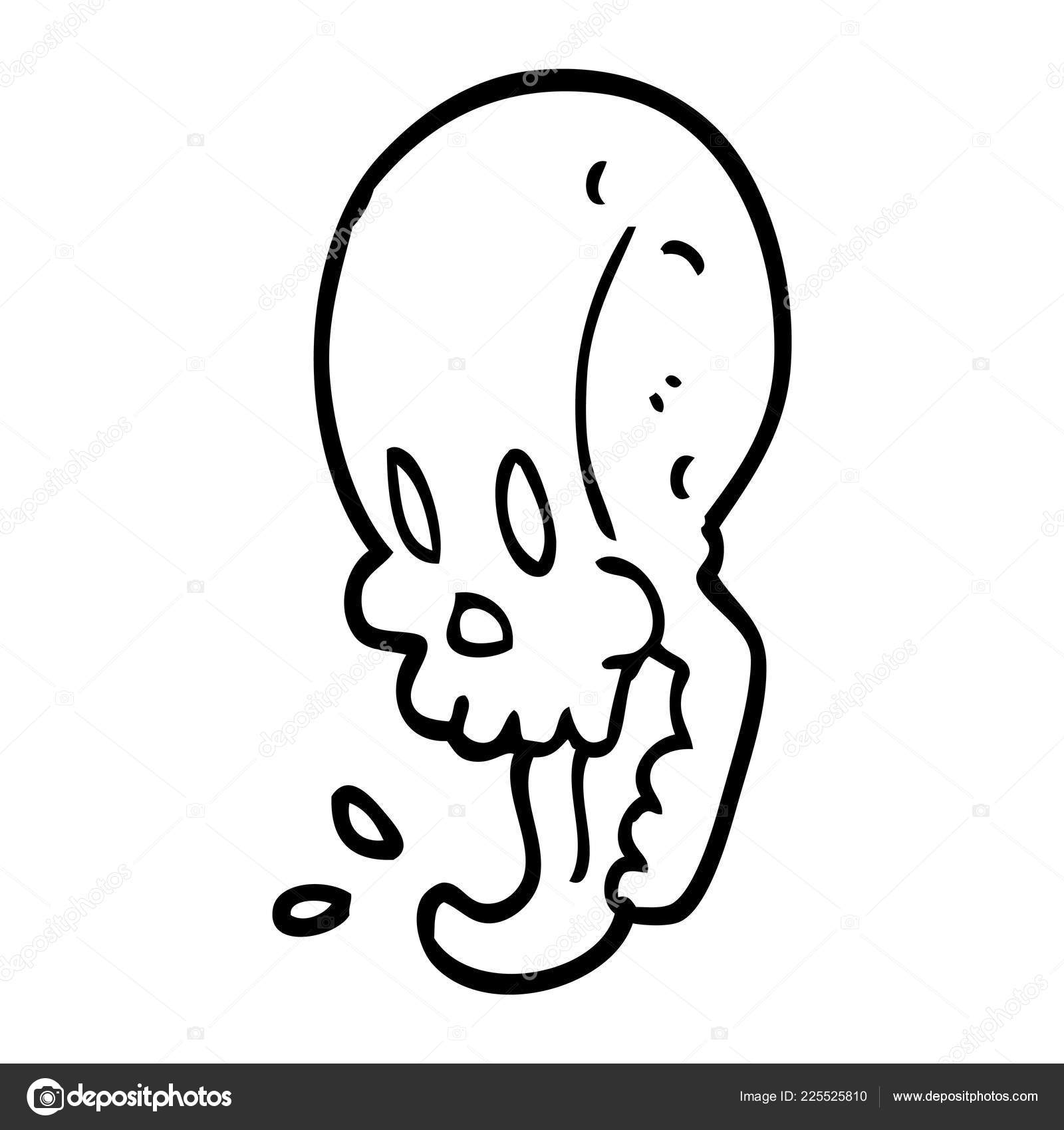 Line Drawing Cartoon Gross Skull Stock Vector by ©lineartestpilot 225525810