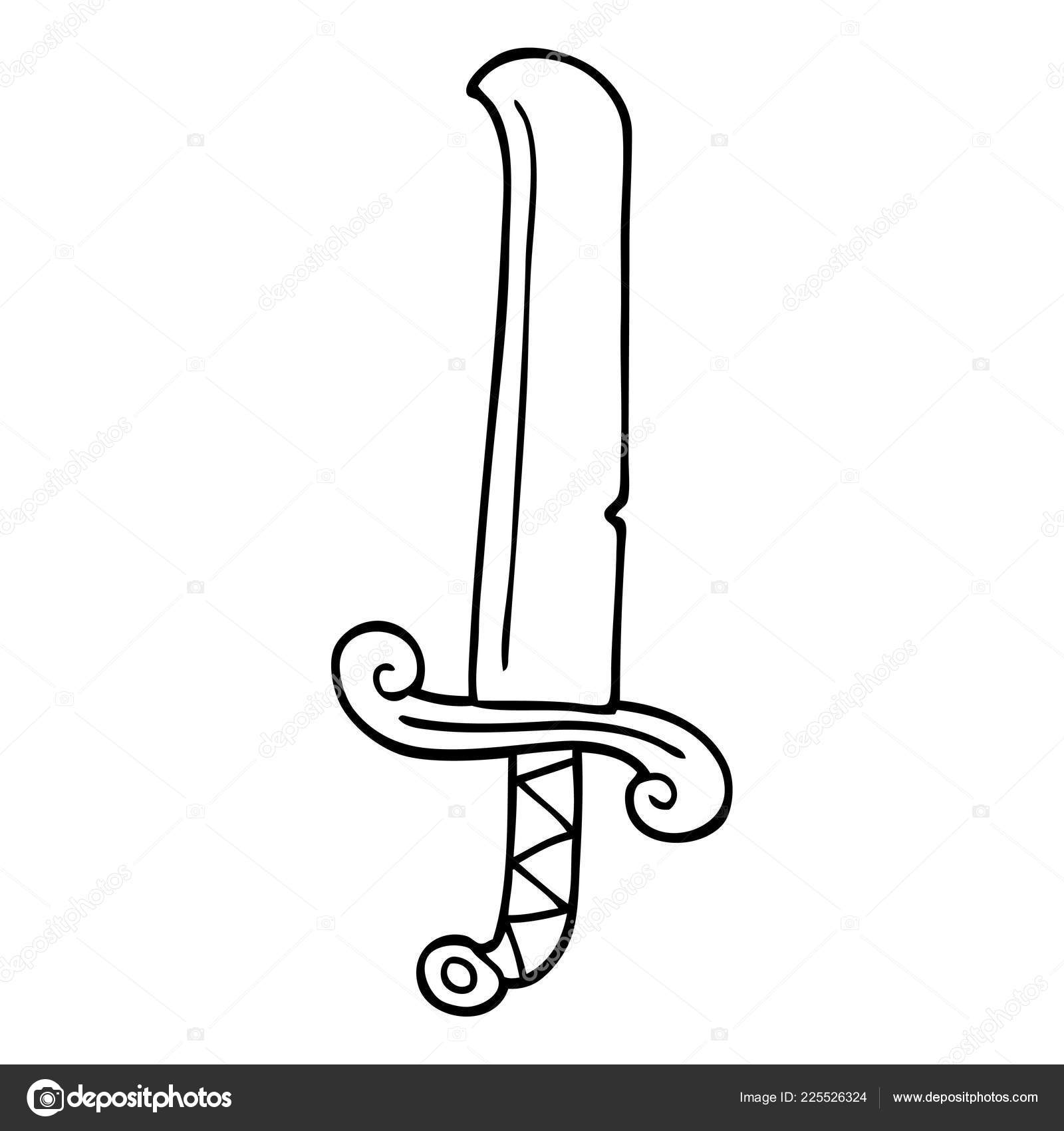 Line Drawing Cartoon Long Sword Stock Vector by ©lineartestpilot 225526324