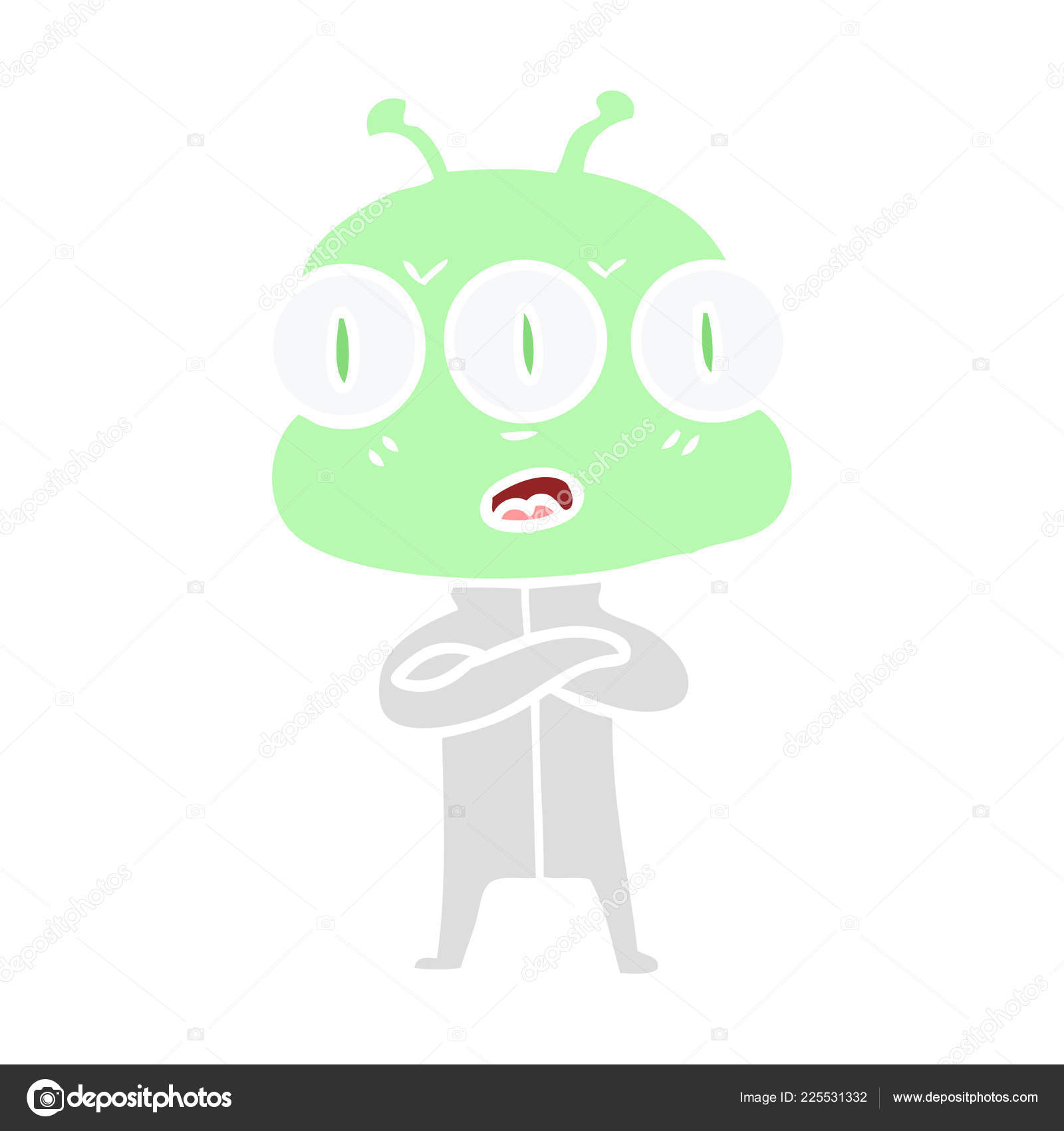 Dibujos Animados Estilo Color Plano Tres Ojos Alienígenas Vector de ...