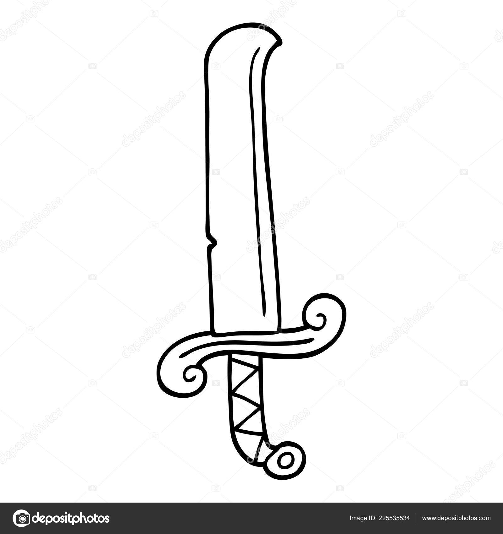 Line Drawing Cartoon Ancient Sword Stock Vector by ©lineartestpilot ...