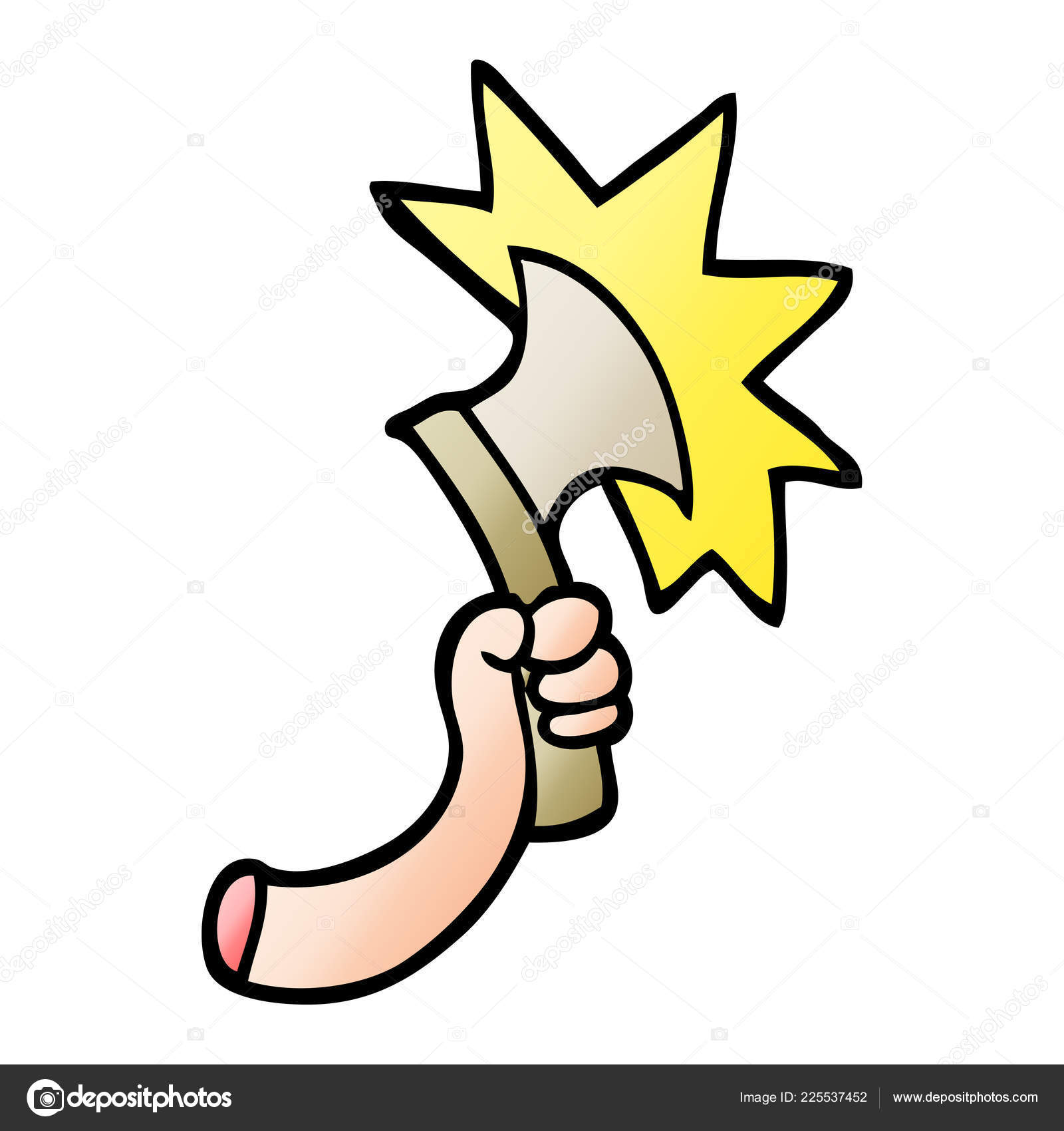 Vector Gradient Illustration Cartoon Arm Axe Stock Vector by ...