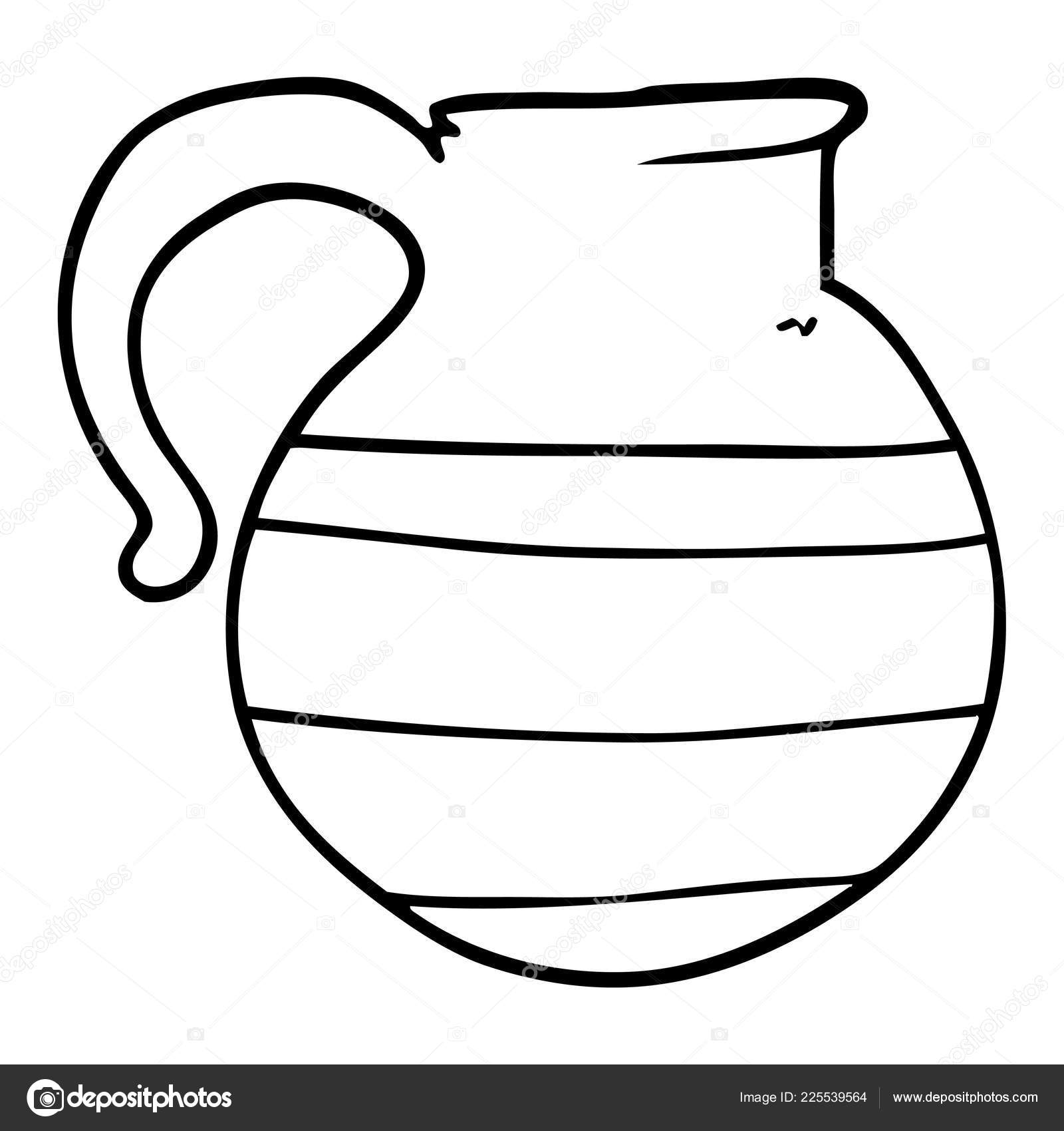 Line Drawing Cartoon Striped Jug Stock Vector by ©lineartestpilot 225539564