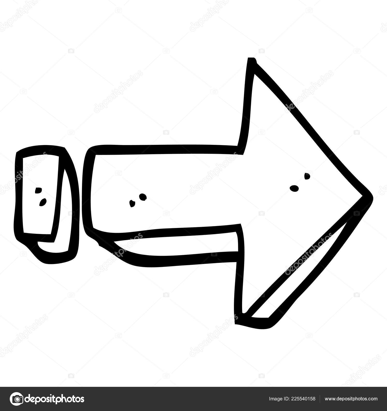 Line Drawing Cartoon Arrow Pointing Direction Stock Vector by ...