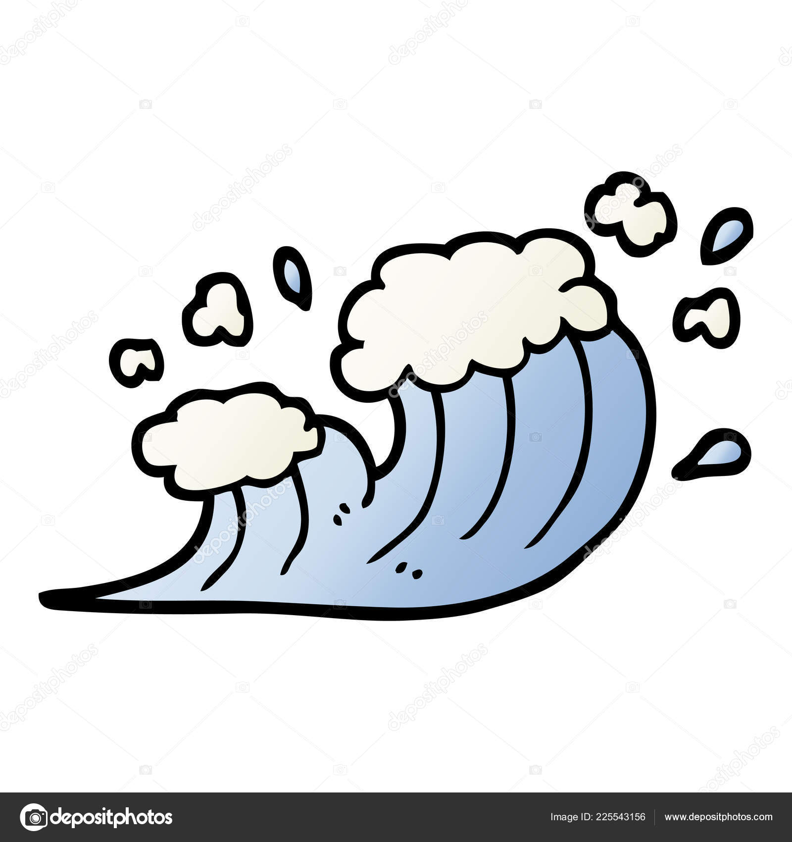 Vector Gradient Illustration Cartoon Wave Crashing Stock Vector by ...