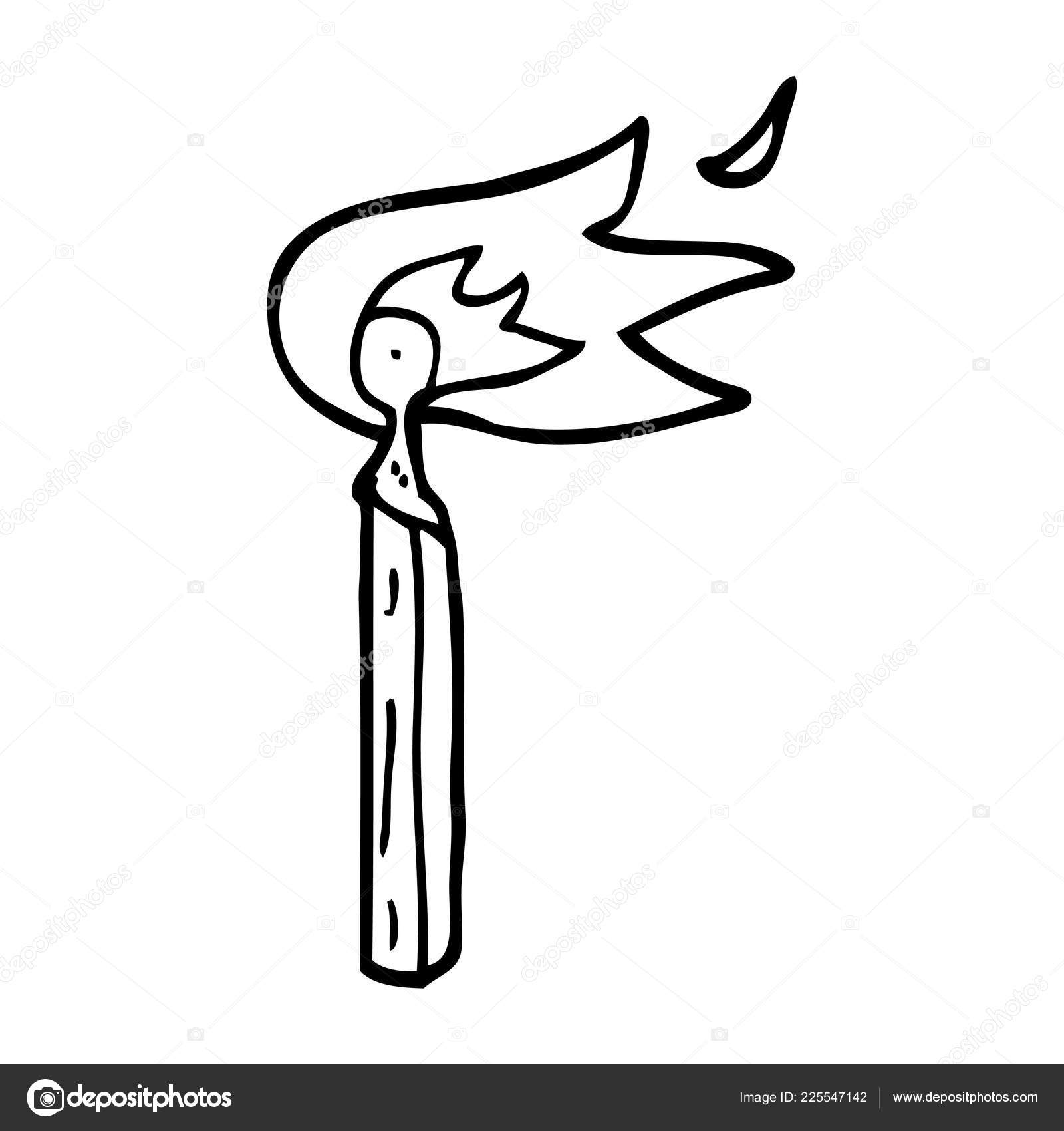 Line Drawing Cartoon Lit Match Stock Vector by ©lineartestpilot 225547142