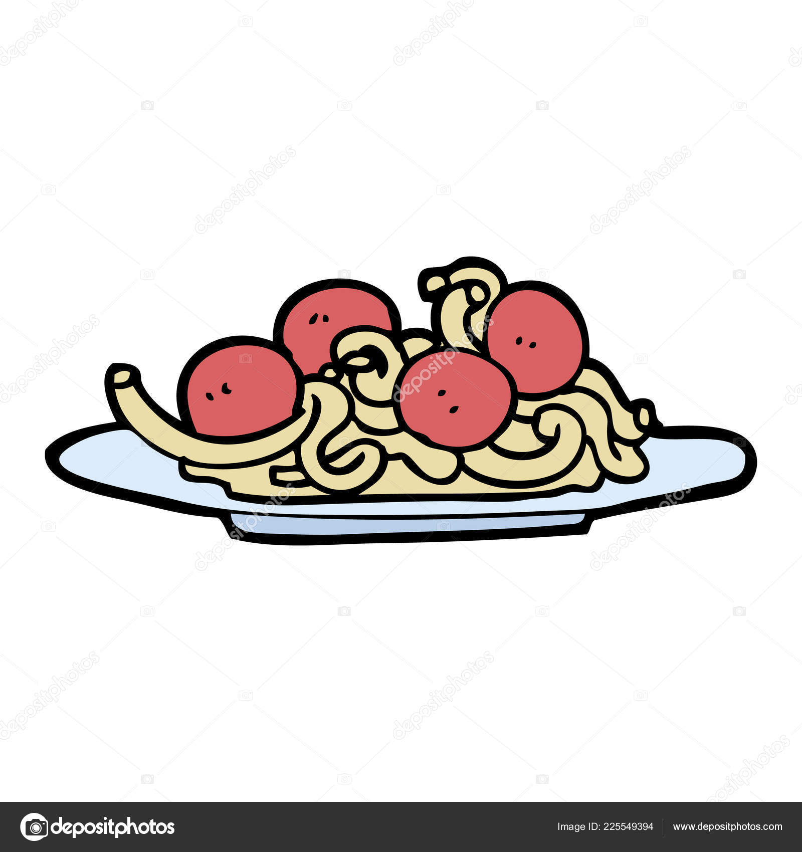 Hand Drawn Doodle Style Cartoon Spaghetti Meatballs Stock Vector by ...