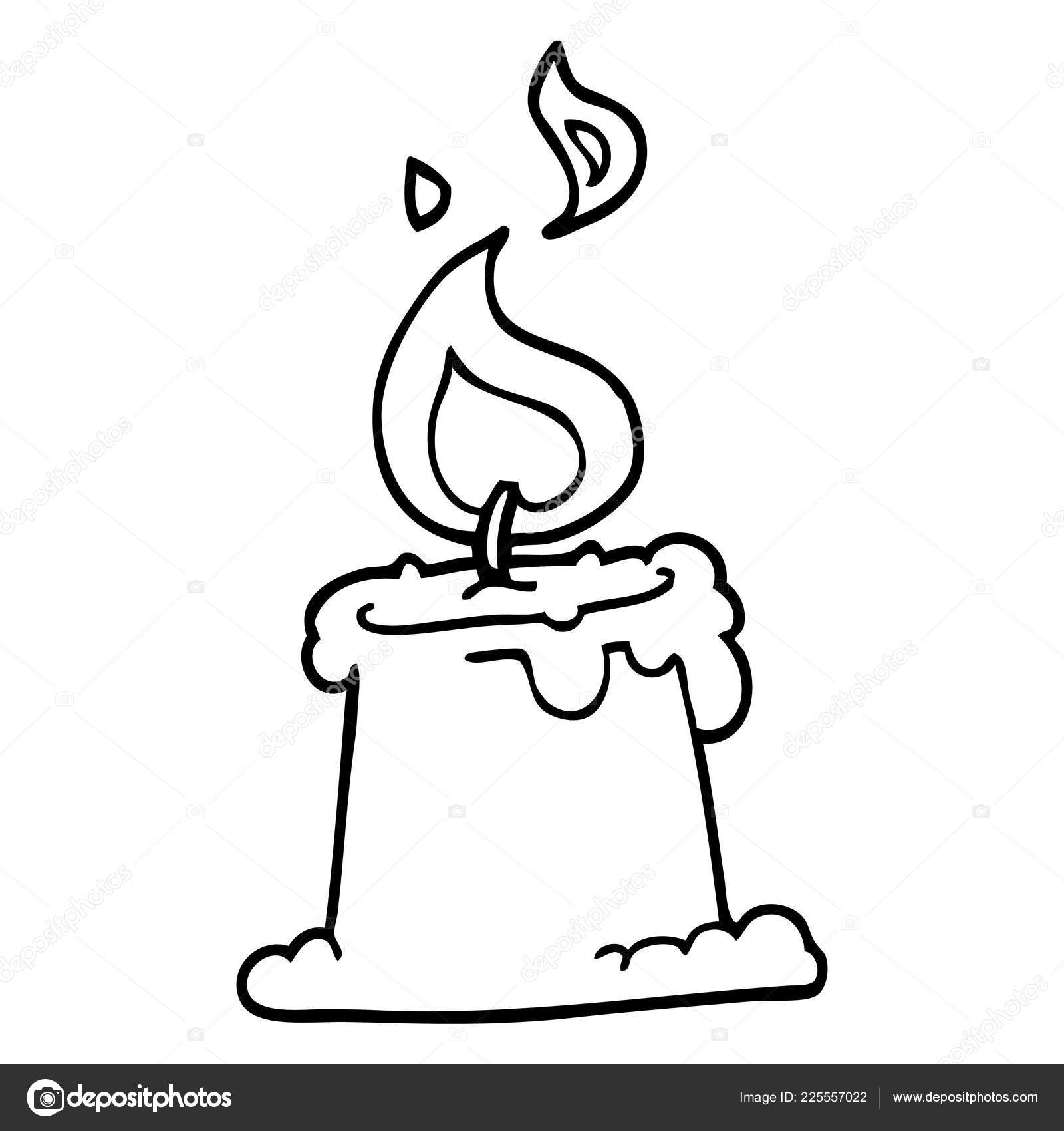Line Drawing Cartoon Candle Burning Stock Illustration by ...