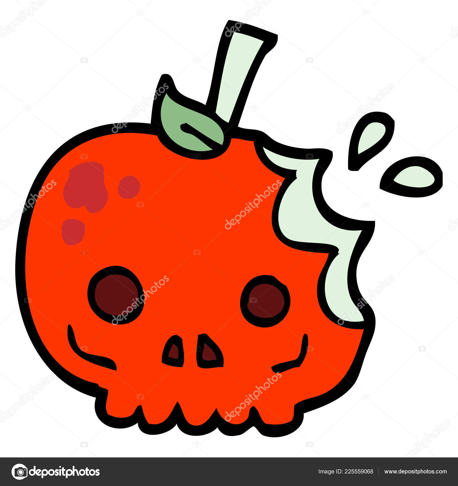 Hand Drawn Doodle Style Cartoon Red Poison Apple Stock Vector Image by ...