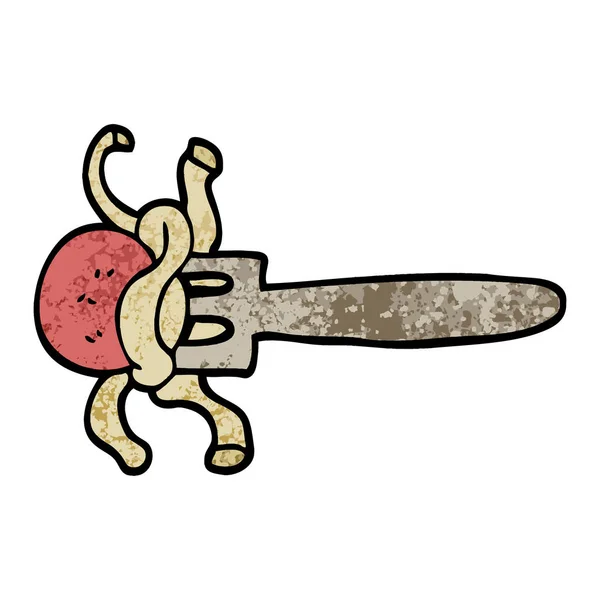Grunge Textured Illustration Cartoon Meatball Fork Stock Illustration ...